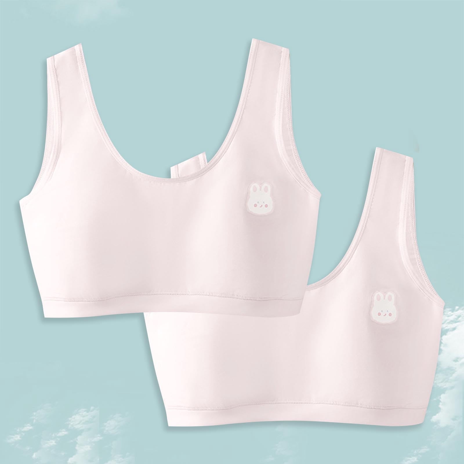 workcargo Girls' Training Bra 2 Pack - 100% Cotton, 7T, Pink, Cute ...