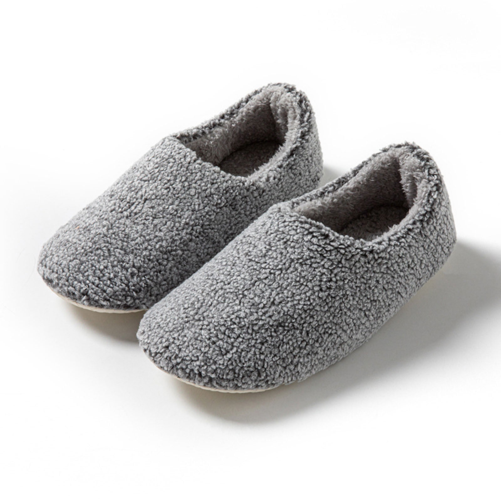 Zunfee Women's Plush Indoor Slippers - Warm Non-Slip Closed Heel, Gray ...