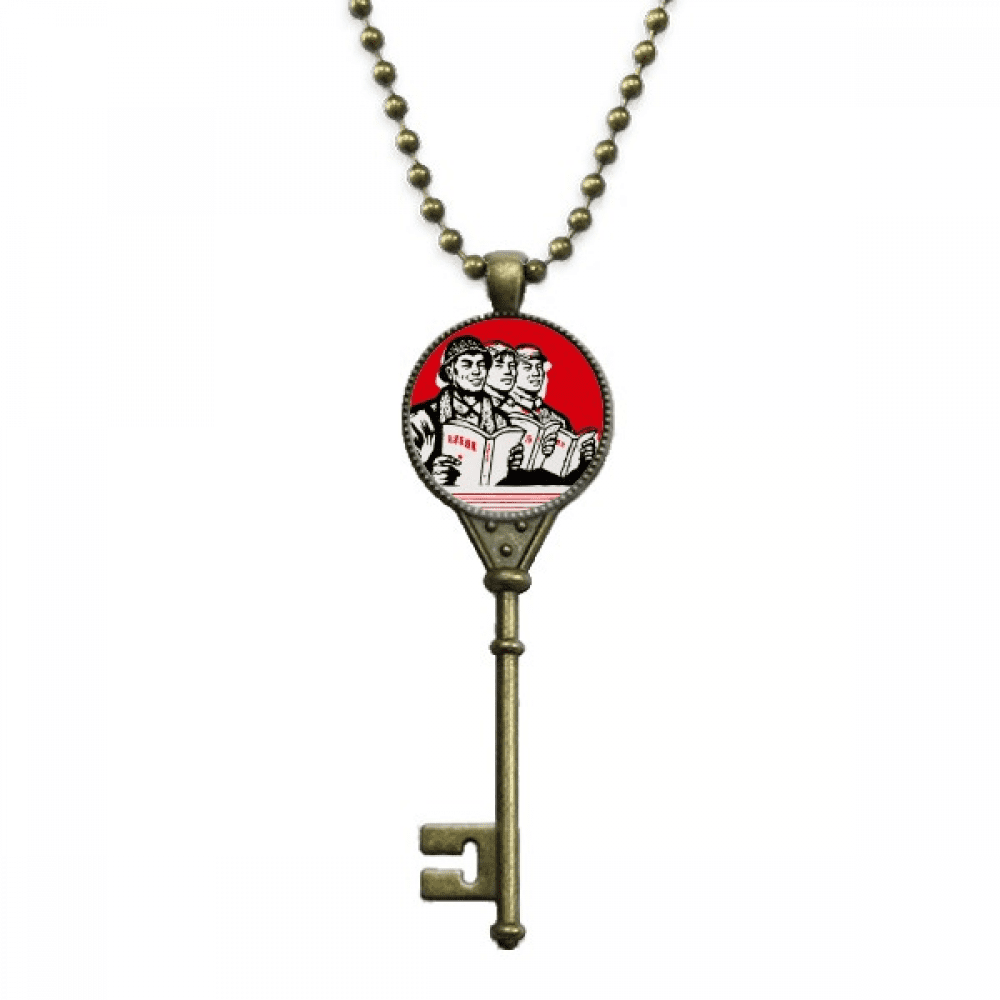 worker peasant soldier china red key necklace pendant tray embellished ...