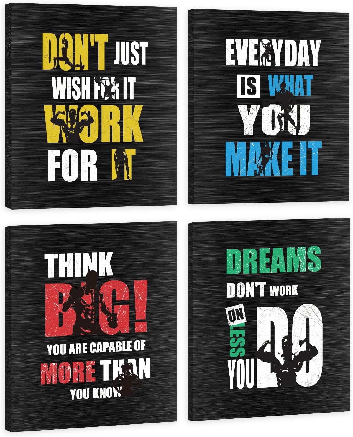 workout posters for Home Gym Decor,Motivational gym wall decor Set Of 4 ...