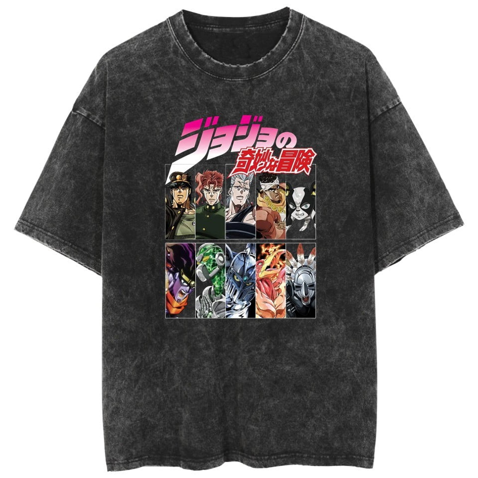 wotyworb JoJo's Bizarre Adventure T-Shirt Anime Washed Short Sleeve T ...