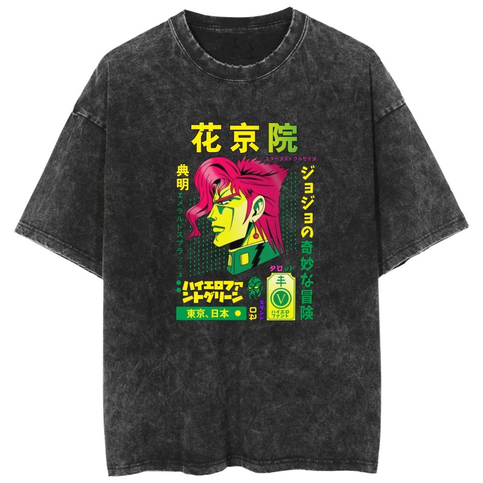 wotyworb JoJo's Bizarre Adventure T-Shirt Anime Washed Short Sleeve T ...