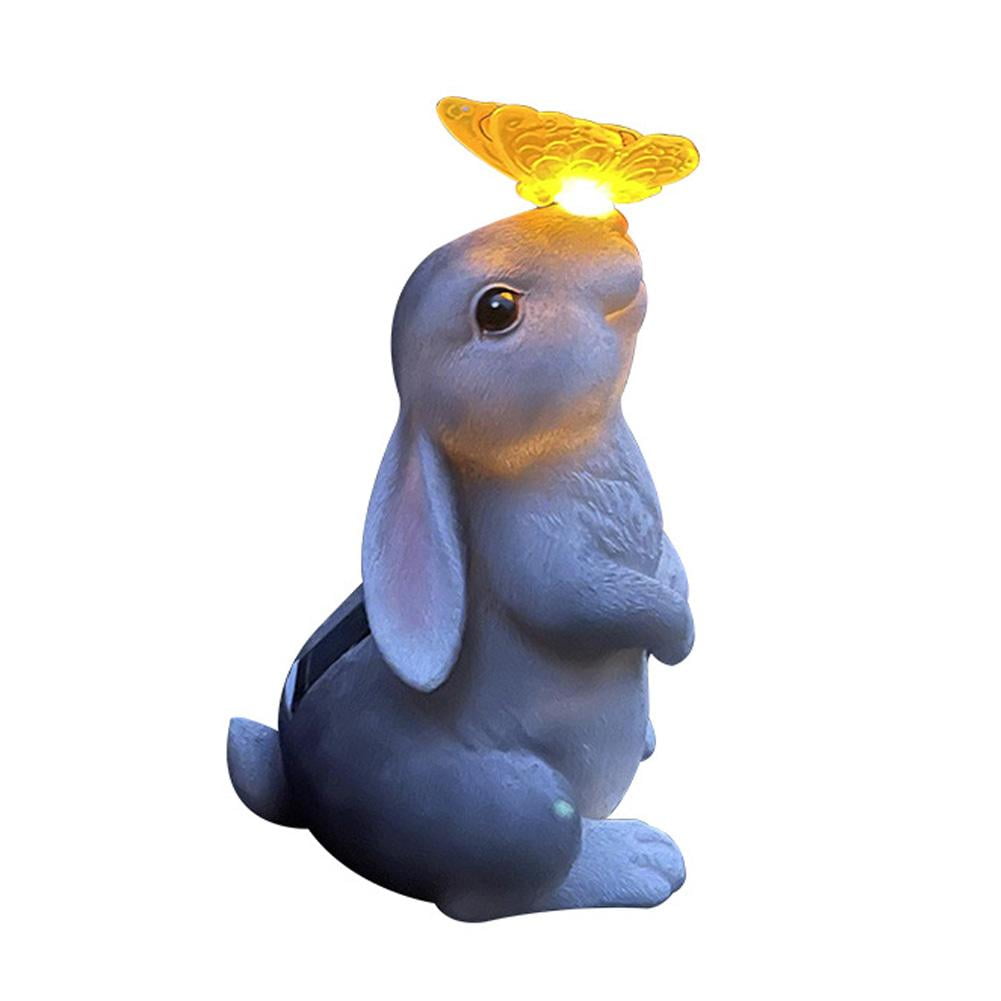 wouwaft Solar-powered Rabbit Puppy Statue With Solar And Resin Statues ...