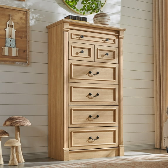 wow97e 7 Drawers Dresser for Bedroom, 57" Tall Farmhouse Wooden Chest ...