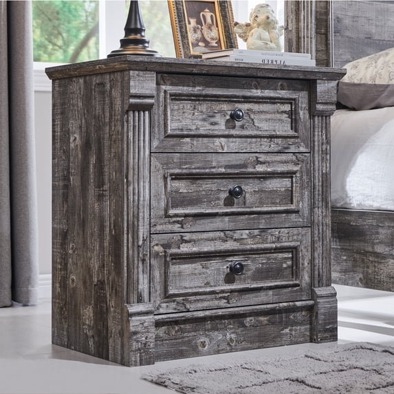wow97e Farmhouse 26" Tall Nightstand with Charging Station, 3 Drawers ...