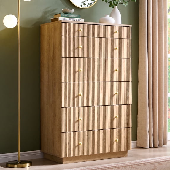 wow97e Fluted 7 Drawers Dresser for bedroom, Wood Chest of Drawers with ...