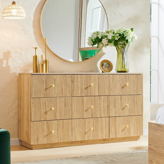 WAMPAT Modern 9-Drawers Dresser for Bedroom, Wooden Chest of Drawers ...