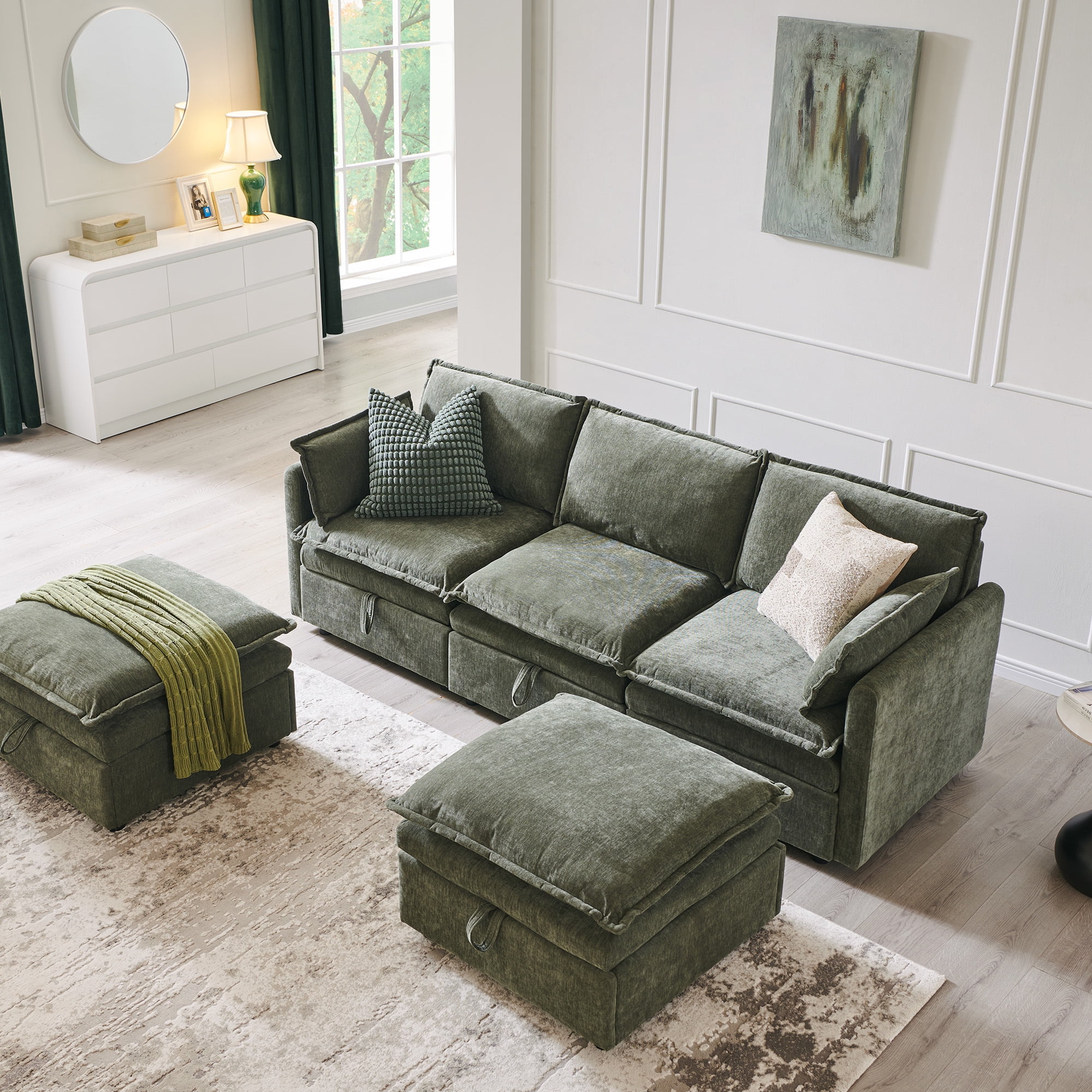 wow97e Modern Sectional Couch Set for Living Room, U-Shaped Cloud Sofa ...