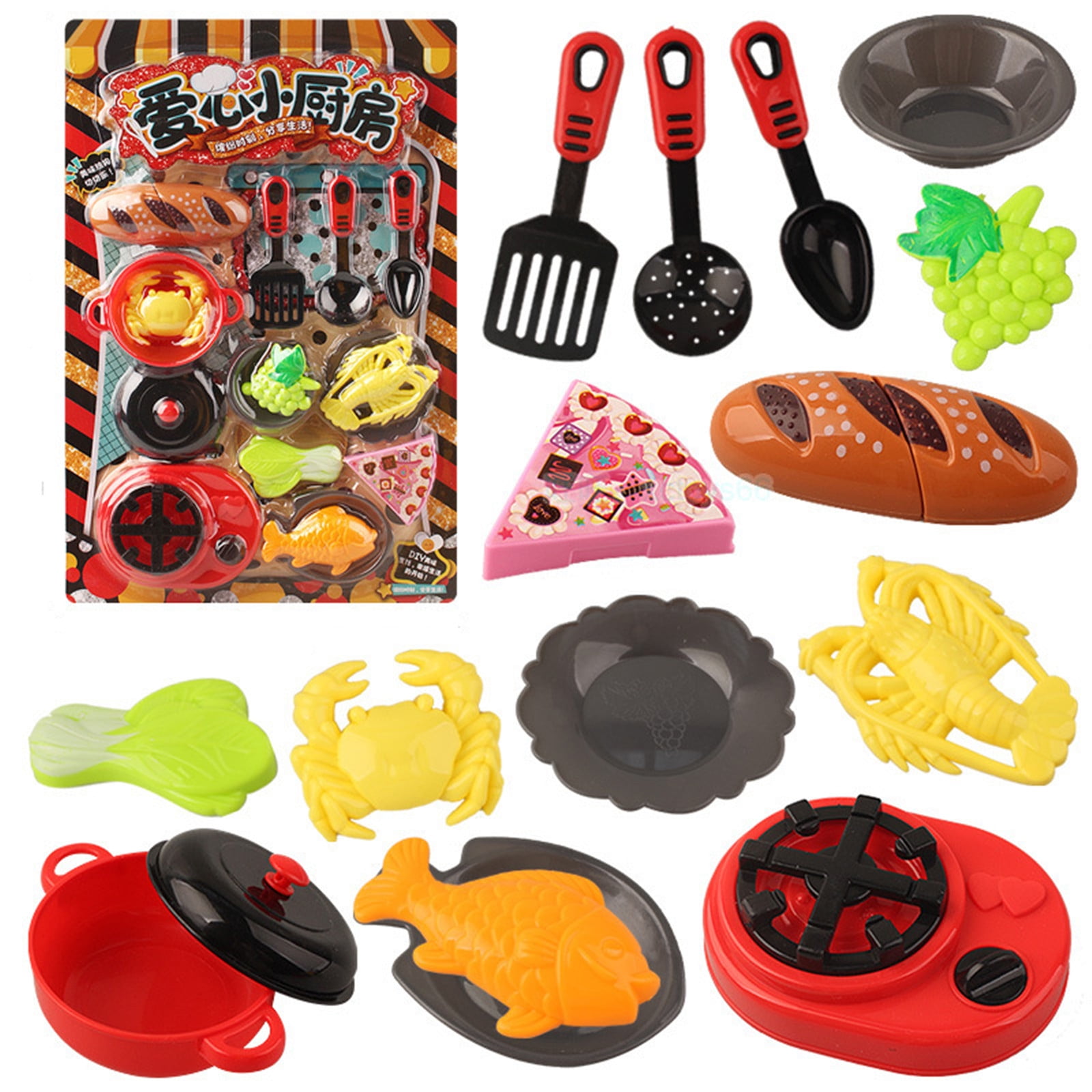 wowotier 12PCS Pretend Play Kitchen Toys Cookware with Play Food Toy ...