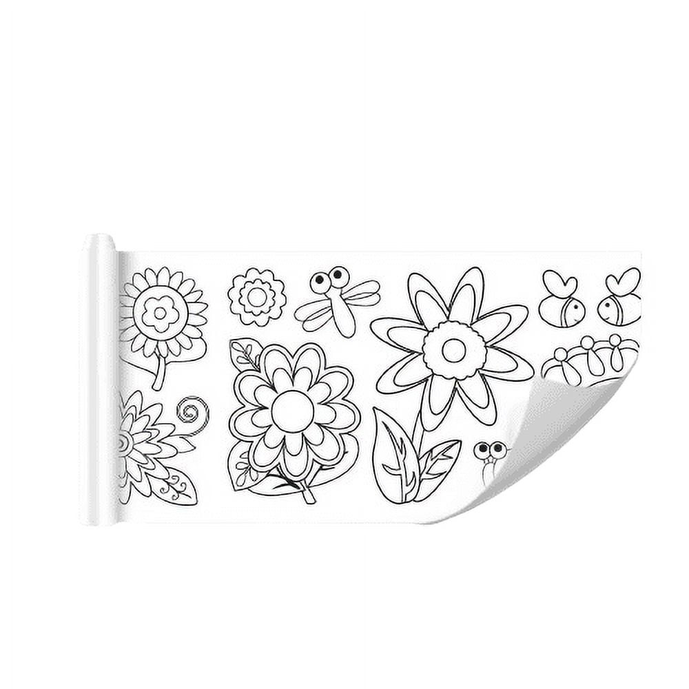 wowotier Flower Coloring Roll for Kids, Sticky Easy to Tear Coloring ...