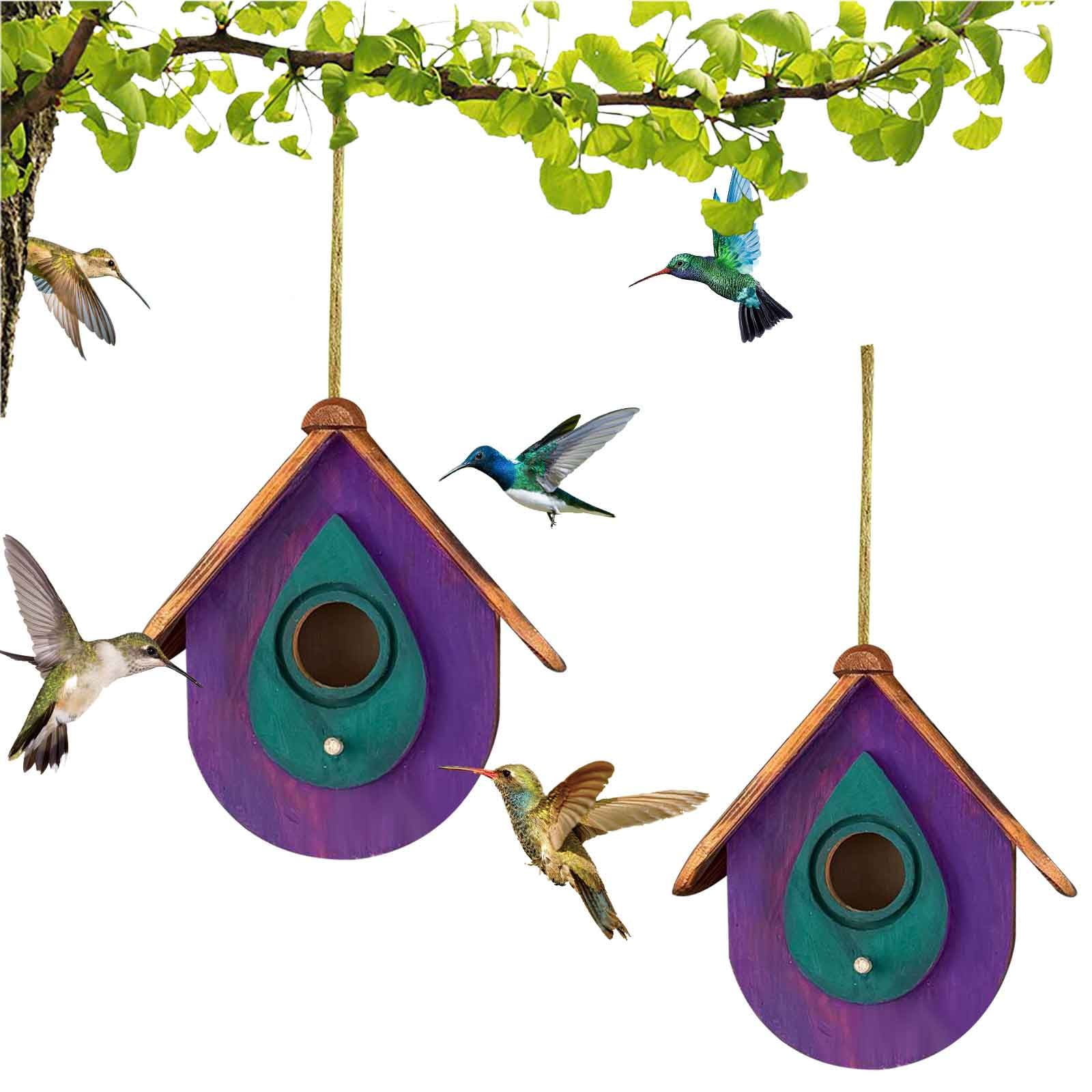 wowotier Hanging Bird Houses for Outside Wooden Birdhouses, Colorful ...