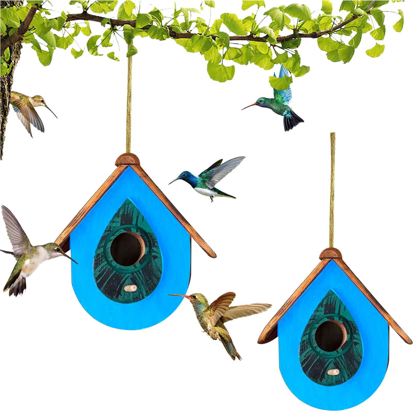 wowotier Hanging Bird Houses for Outside Wooden Birdhouses, Colorful ...