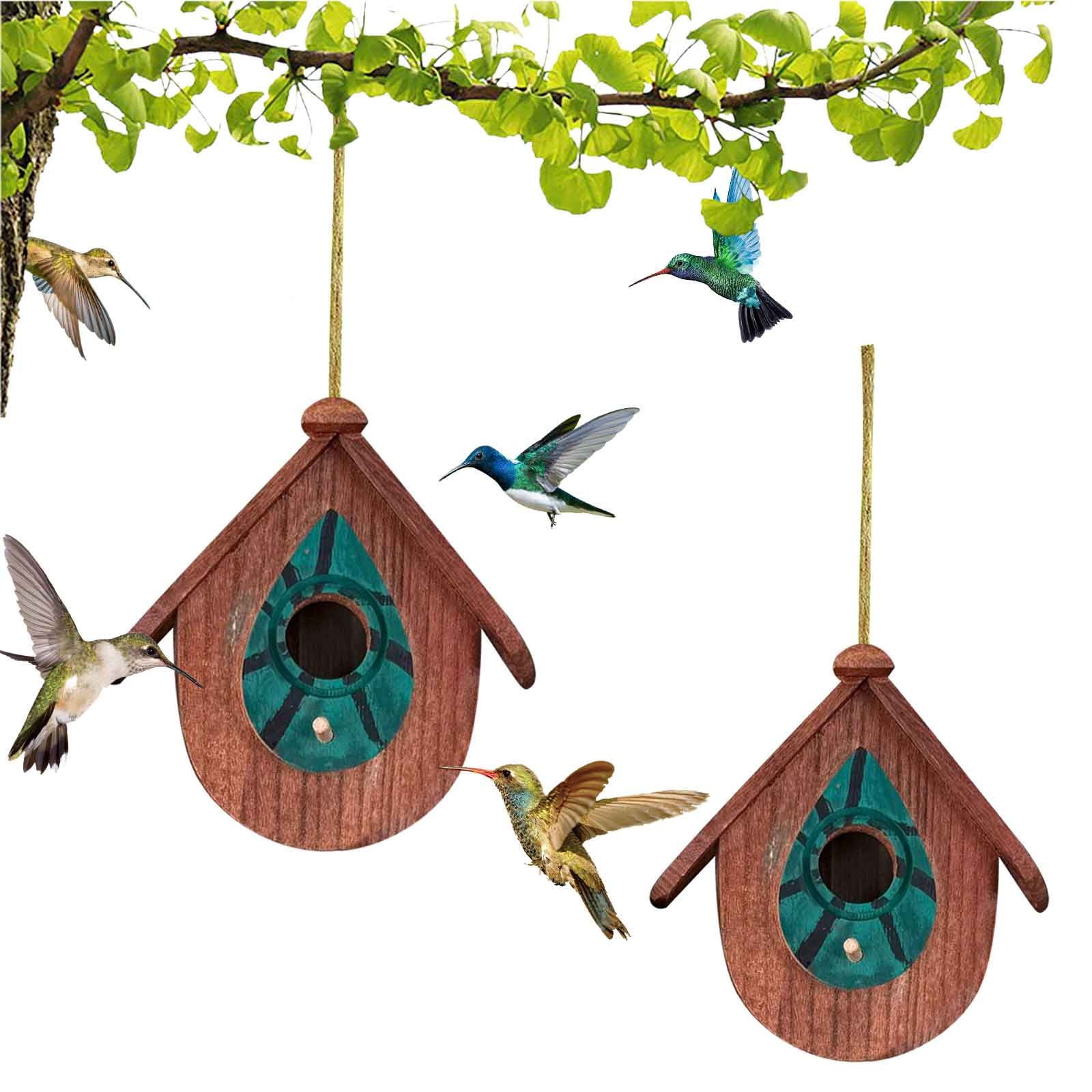 wowotier Hanging Bird Houses for Outside Wooden Birdhouses, Colorful ...