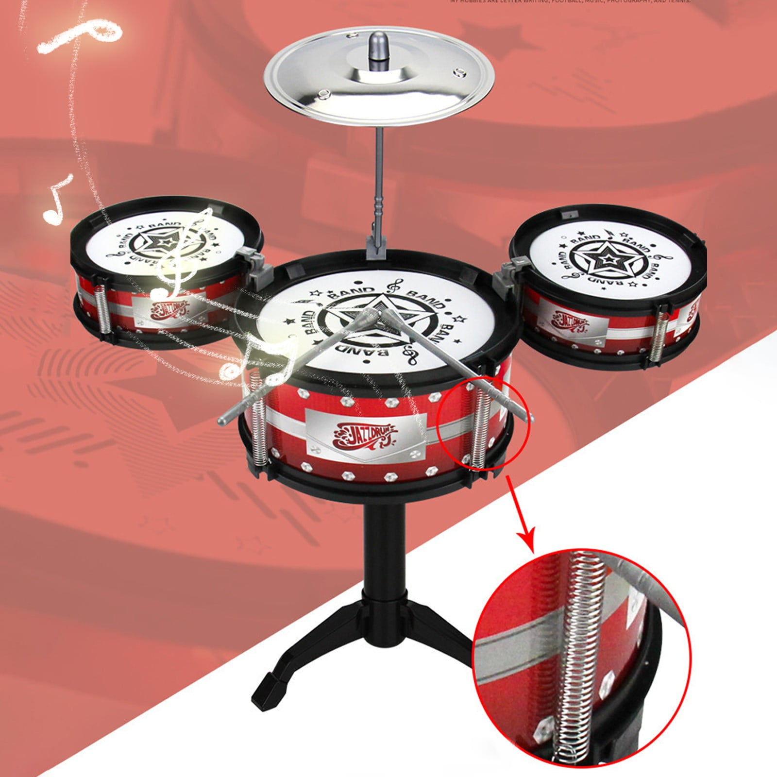 wowotier Kids Drum Set, Music Toy Drum Set for Toddlers Ages 3-5, Jazz ...