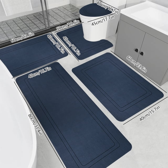 wowotier Memory Foam Bathroom Rug Set 5 Piece, Absorbent Bathroom Mat ...