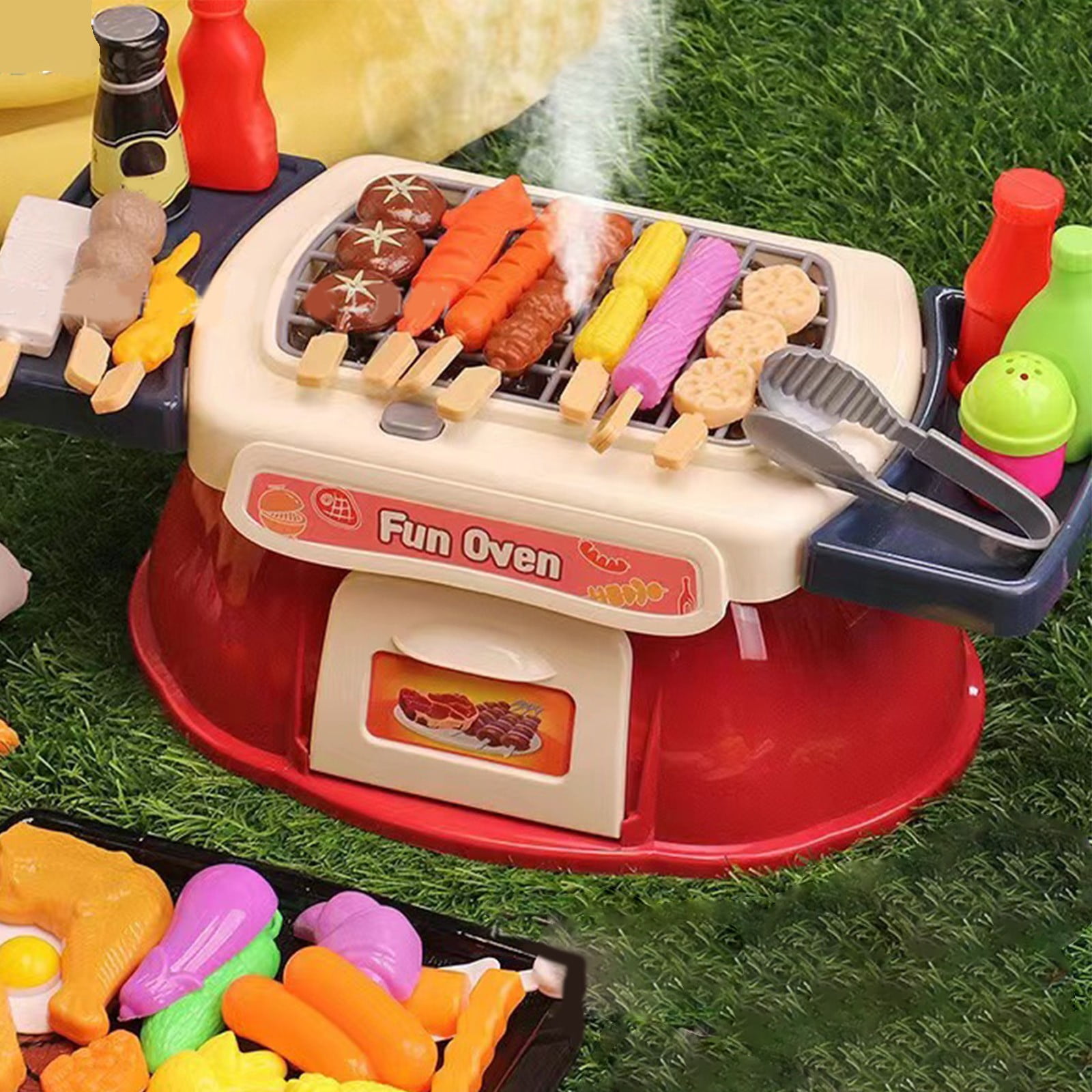 wowotier Pretend Play Food Kitchen Playset Toys for Kids, BBQ Grill ...