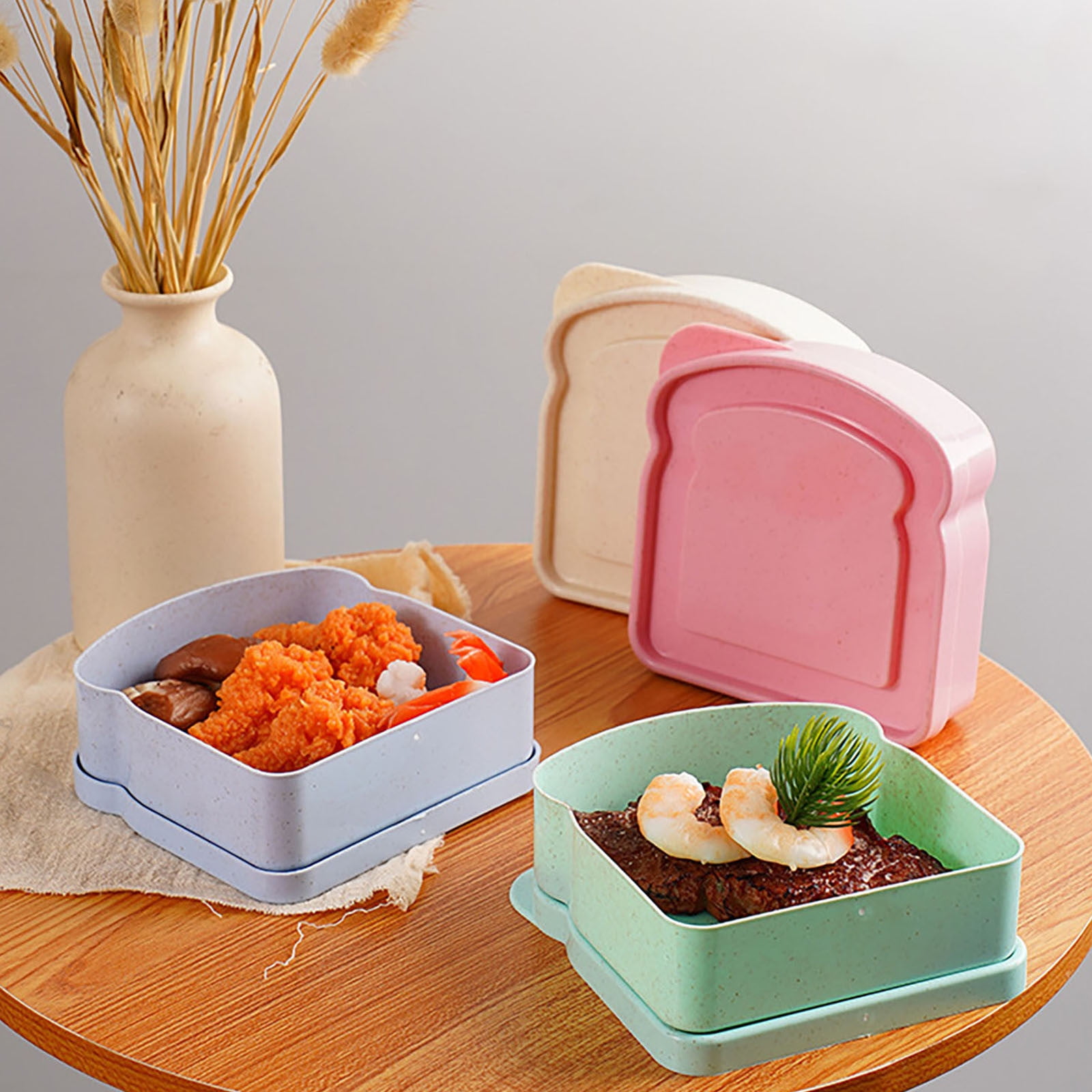 wowotier Small Size Sandwich Containers, Toast Shape Lunch Box with ...