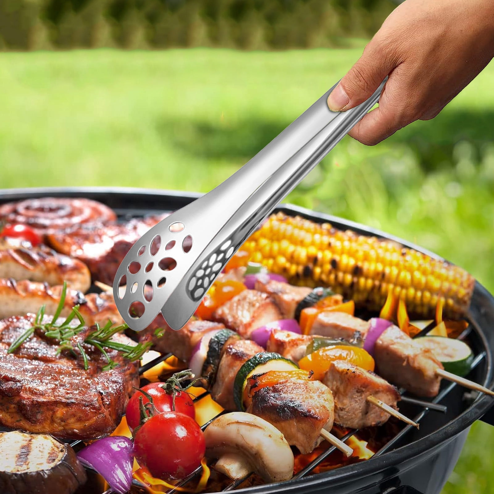 wowotier Stainless Steel Kitchen Tongs, Salad BBQ Heavy Duty Serving ...