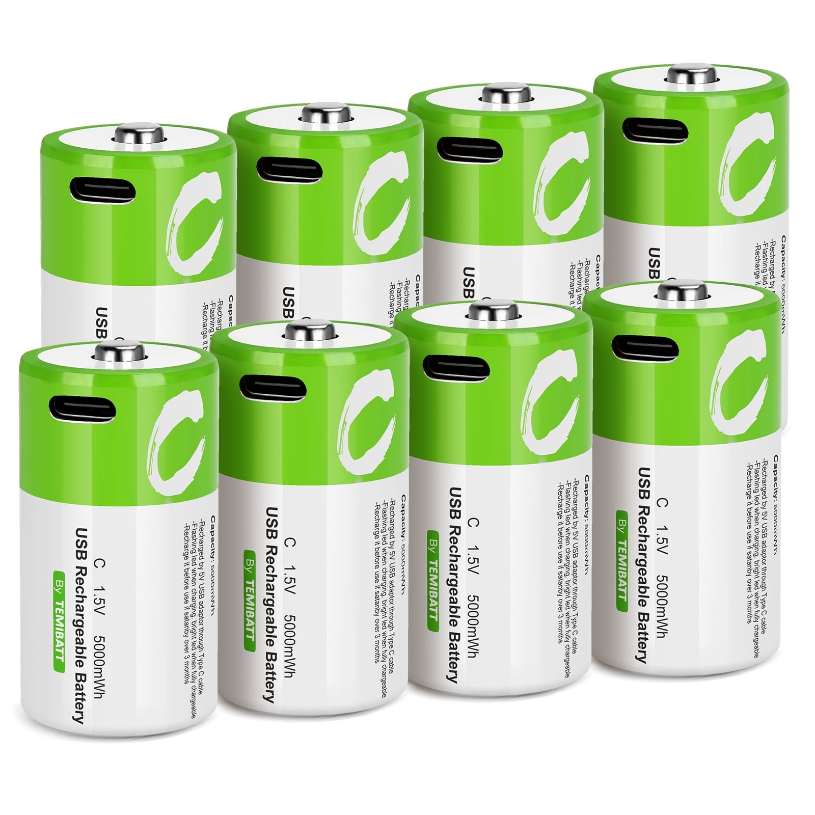 Wowpower Rechargeable C General Purpose Batteries, New 8 Count, 8 Pack ...