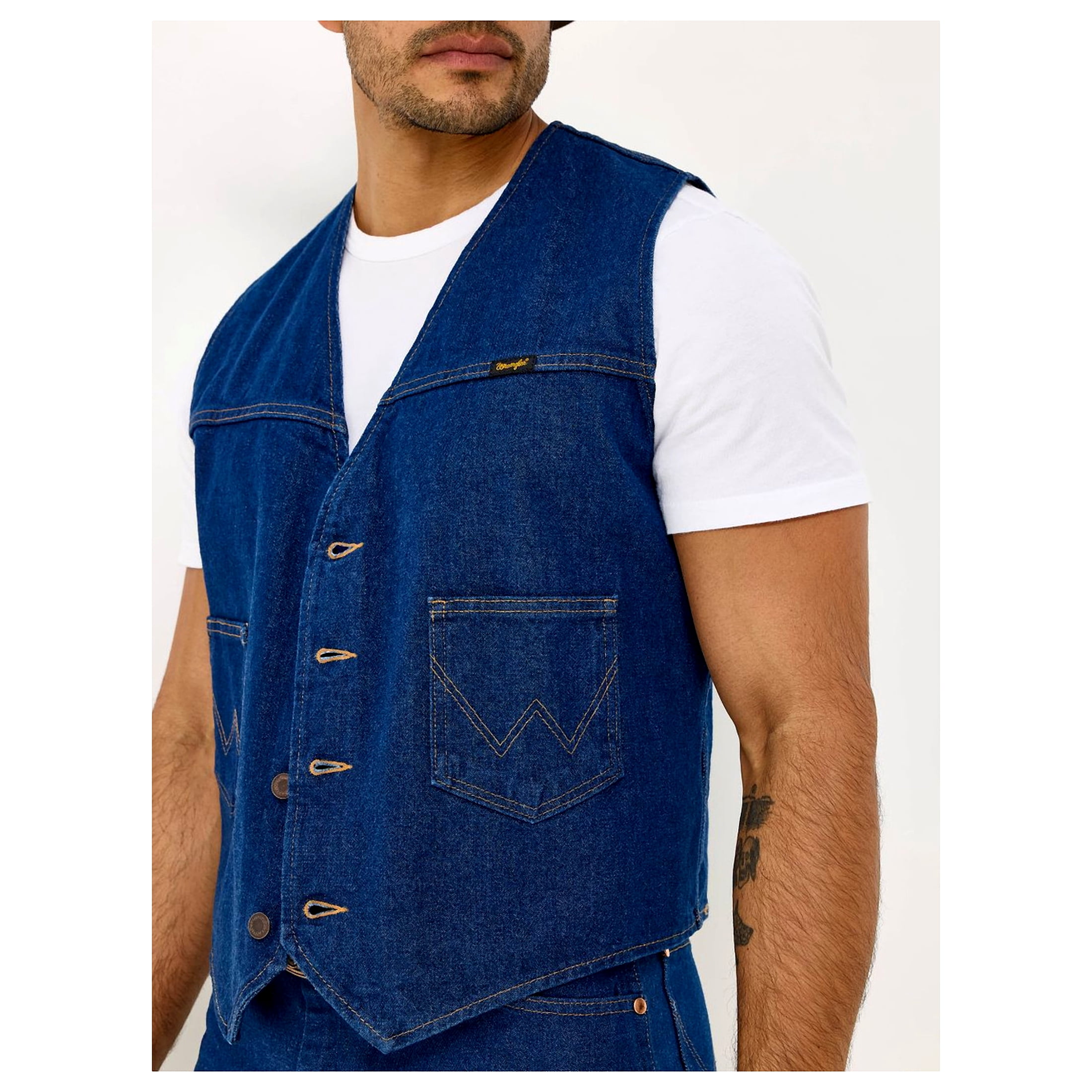 Wrangler Unlined Denim Vest - Mens Jacket - 74130Pw - Walmart.com