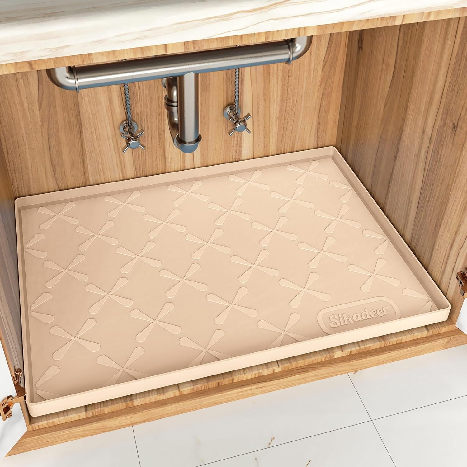 VFDTBUHN 19" x 19" Under Sink Mat Waterproof Silicone Mat Kitchen ...