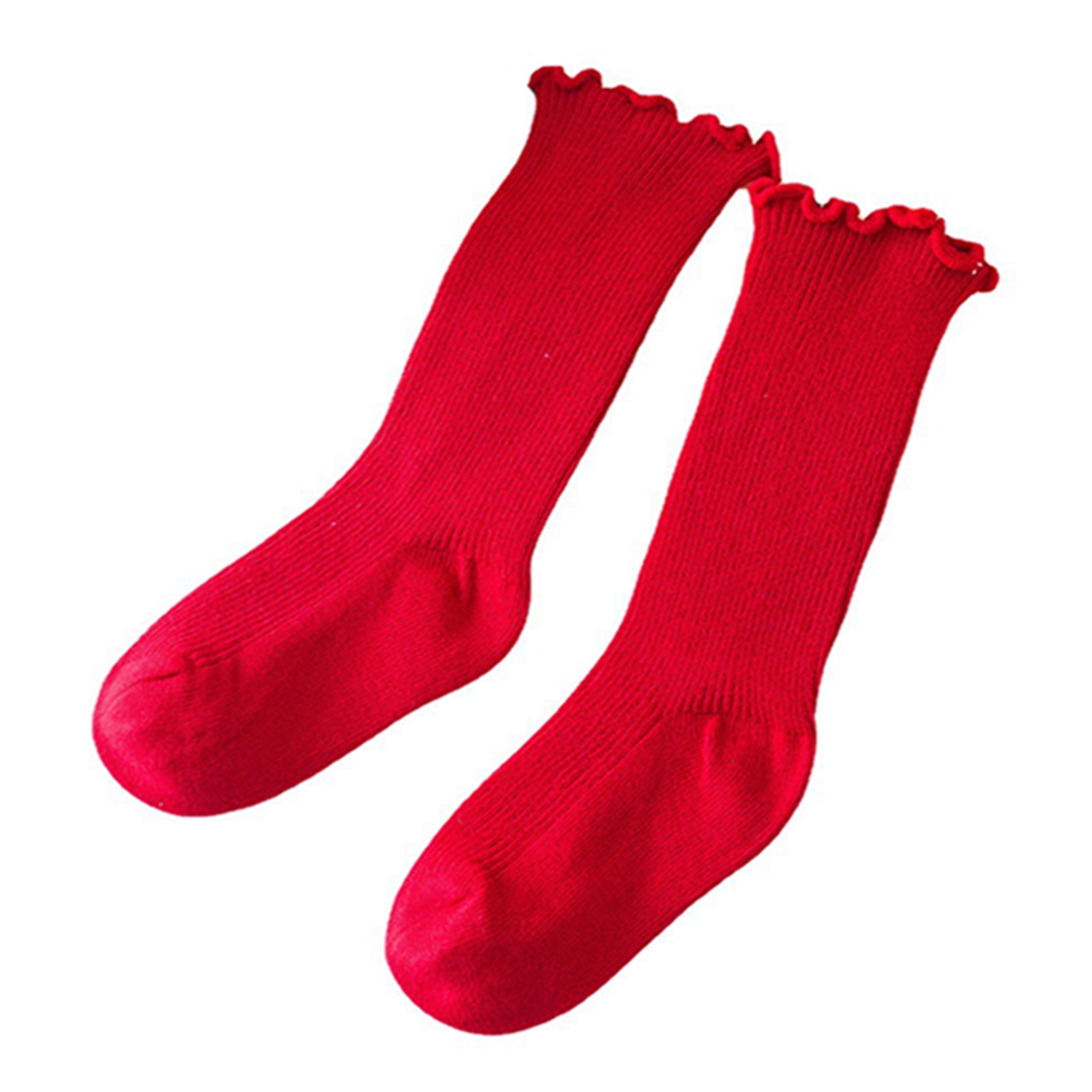wsevypo Adorable Knee High Socks for Baby Girls with Soft Frills ...