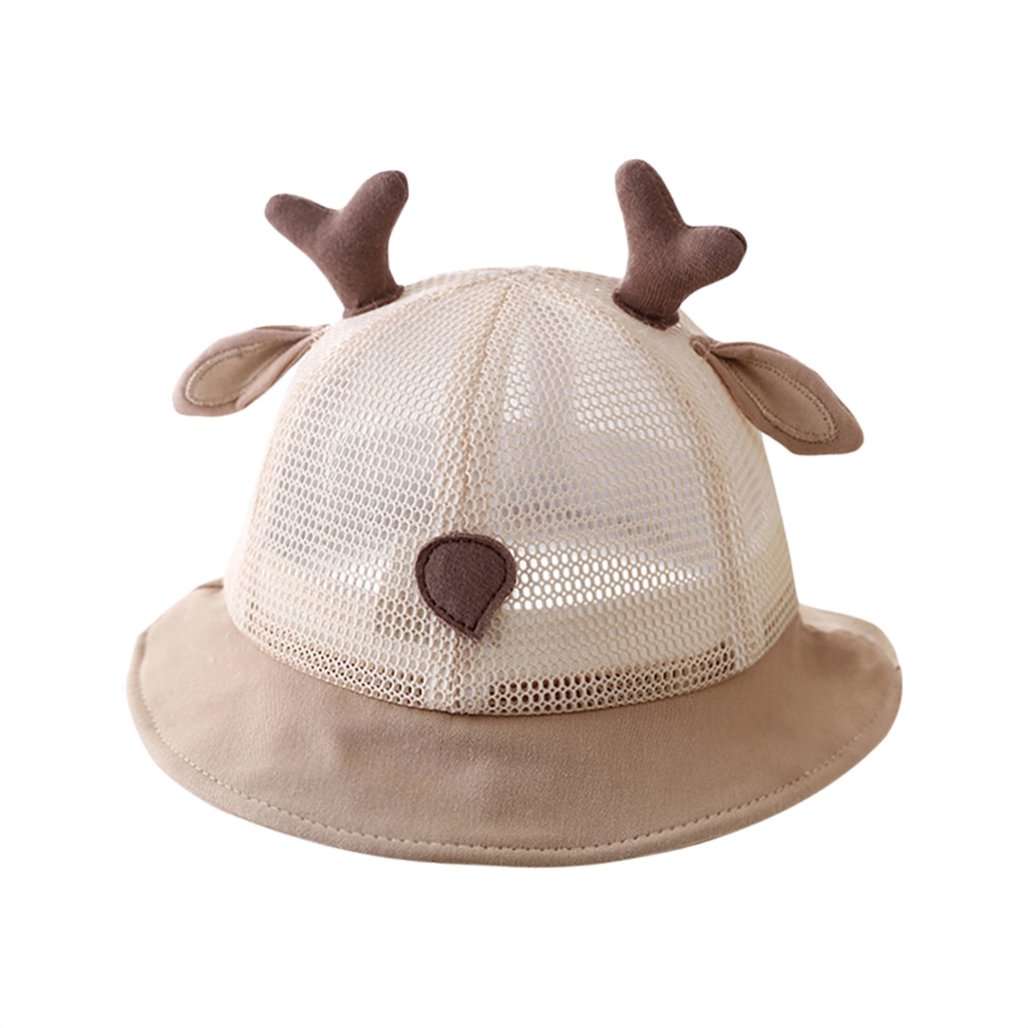 wsevypo Baby Mesh Hat with Cartoon Antlers, Wide Brim Sun Protection ...