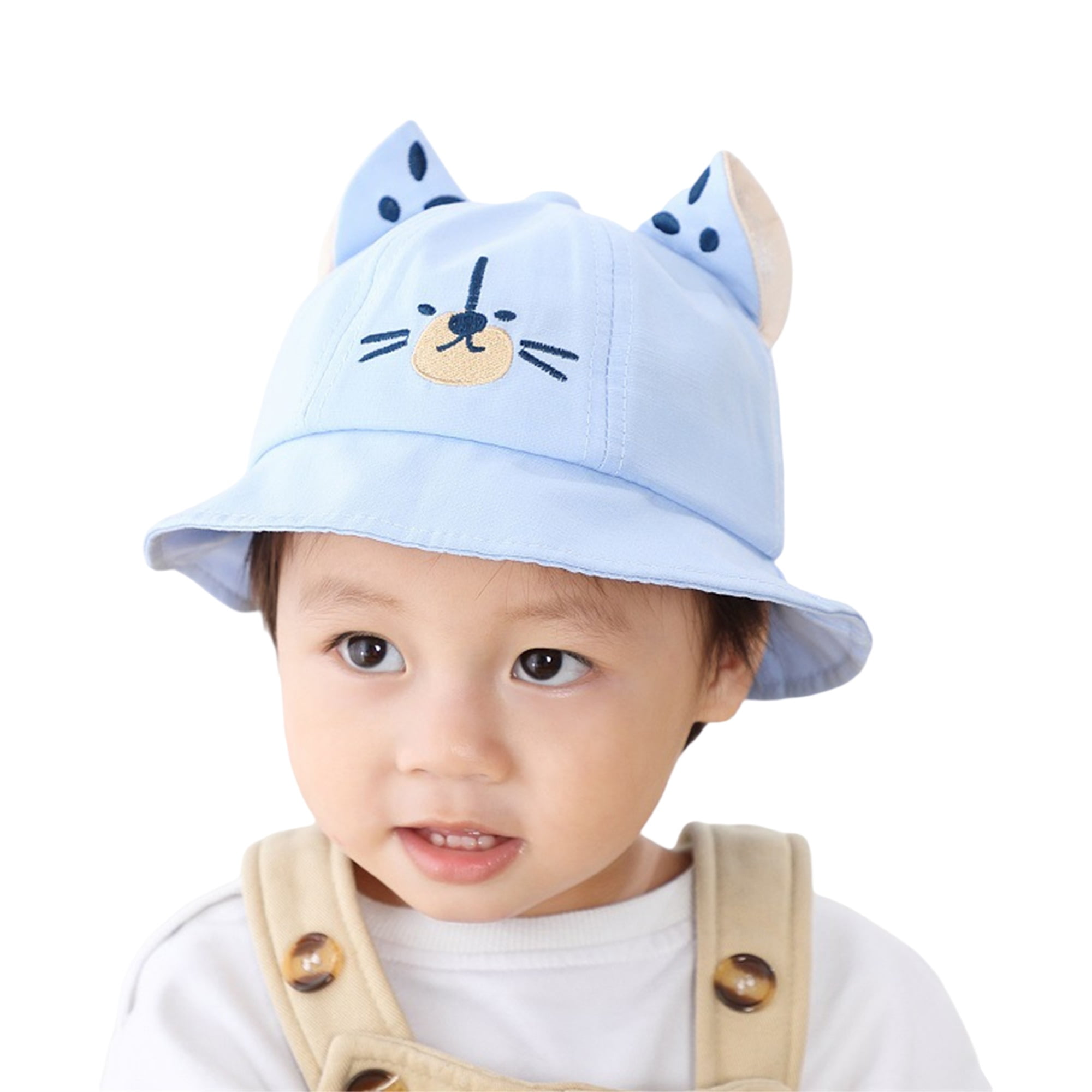 wsevypo Cartoon Cat Embroidery Wide Brim Sun Cap for Infant Boys and ...