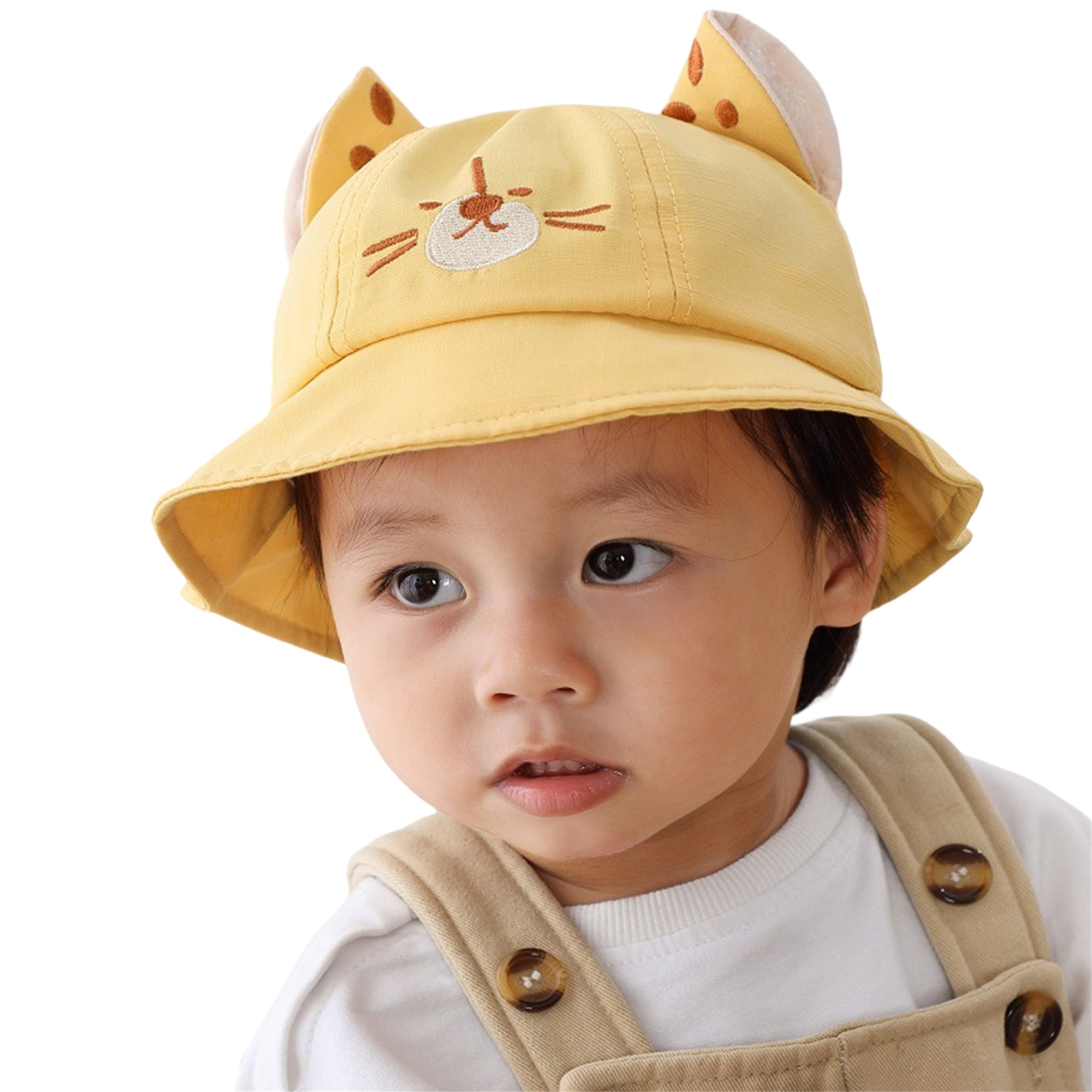 wsevypo Cartoon Cat Embroidery Wide Brim Sun Cap for Infant Boys and ...