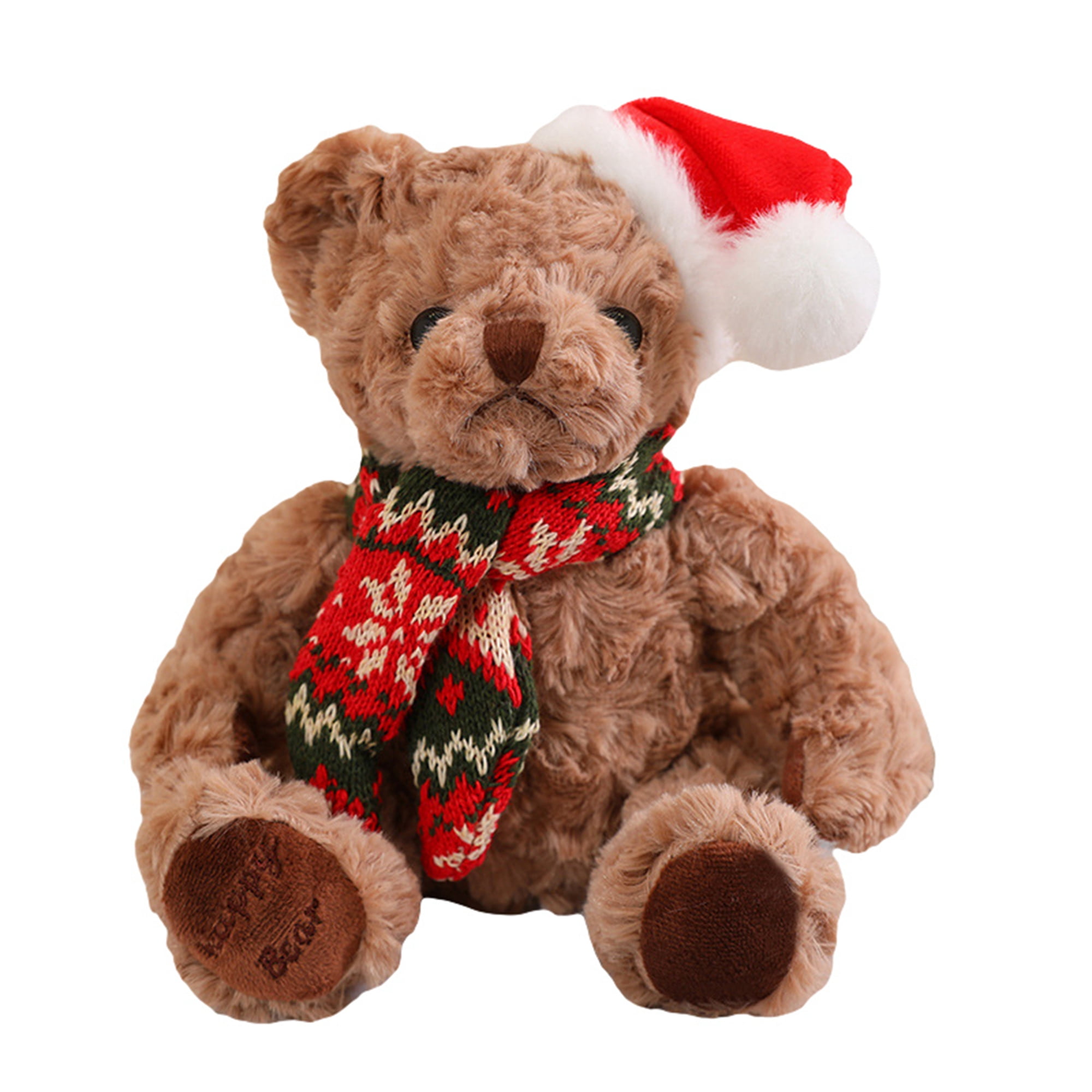 wsevypo Christmas Plush Bear with Scarf Hat, Cute Stuffed Cartoon Doll ...
