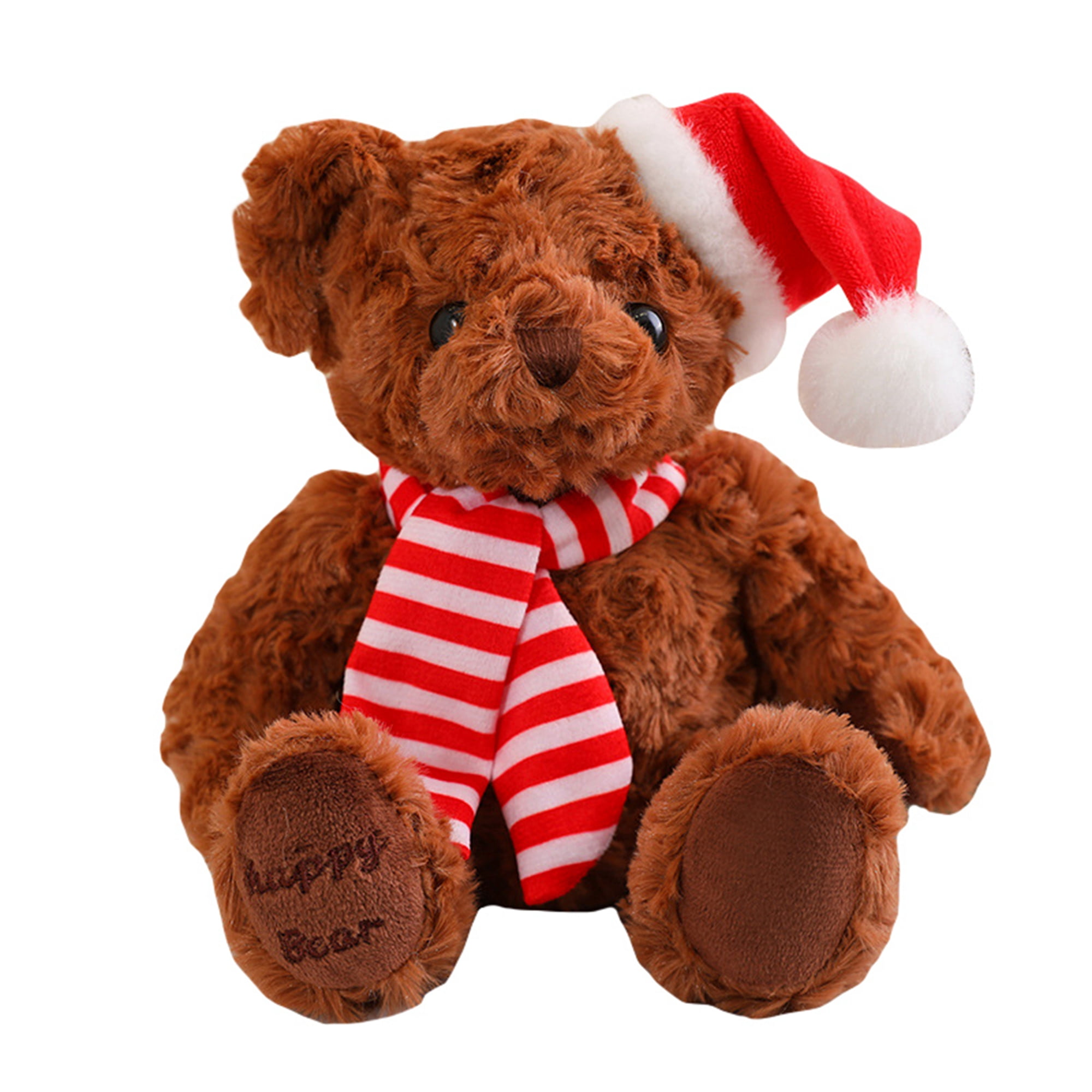 wsevypo Christmas Plush Bear with Scarf Hat, Cute Stuffed Cartoon Doll ...