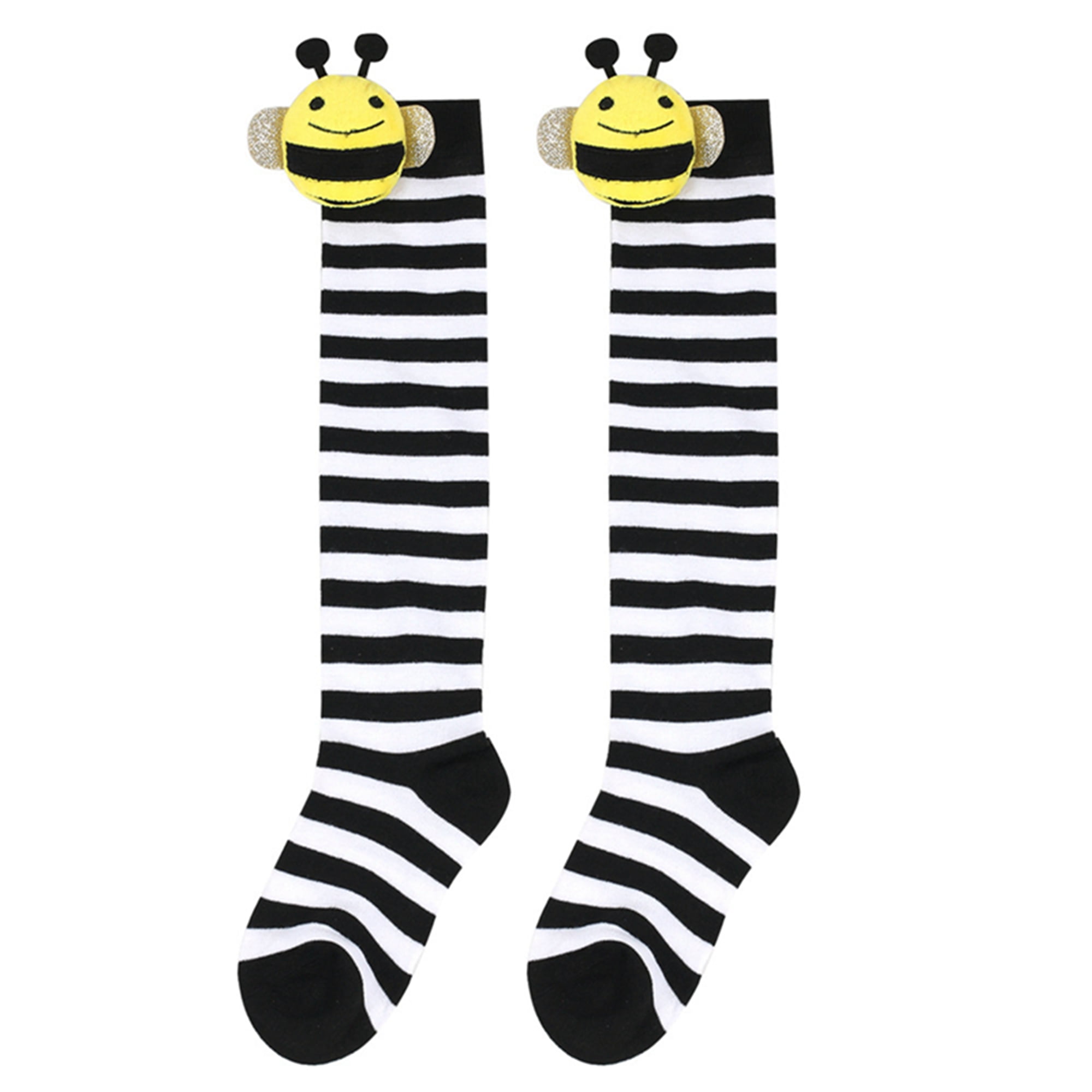 wsevypo Cosplay Striped Stockings for Girls' Bee Costume Halloween Knee ...