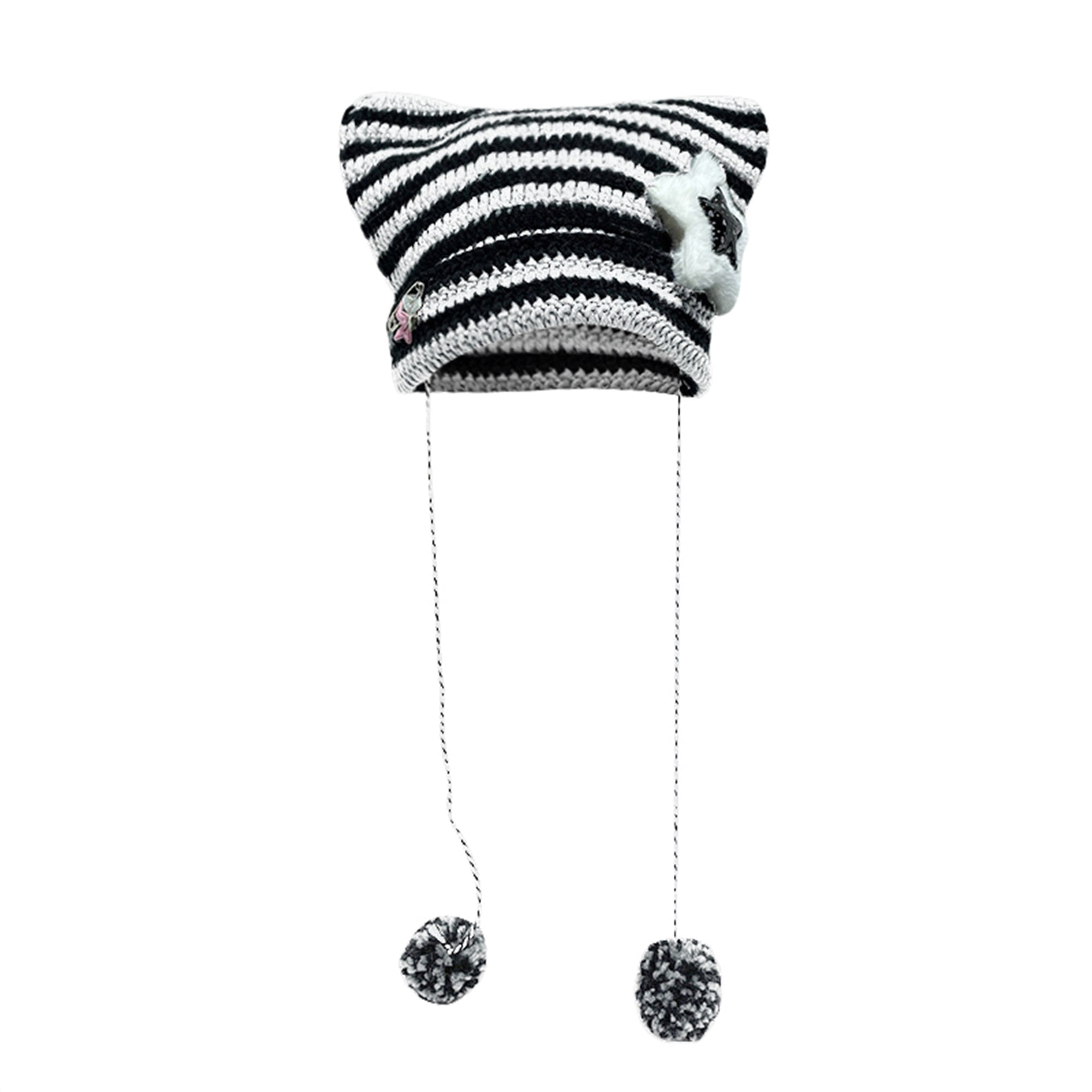 ESASSALY Handmade Knitted Crochet Hat with Devil Hat and Cute Cat Ear ...