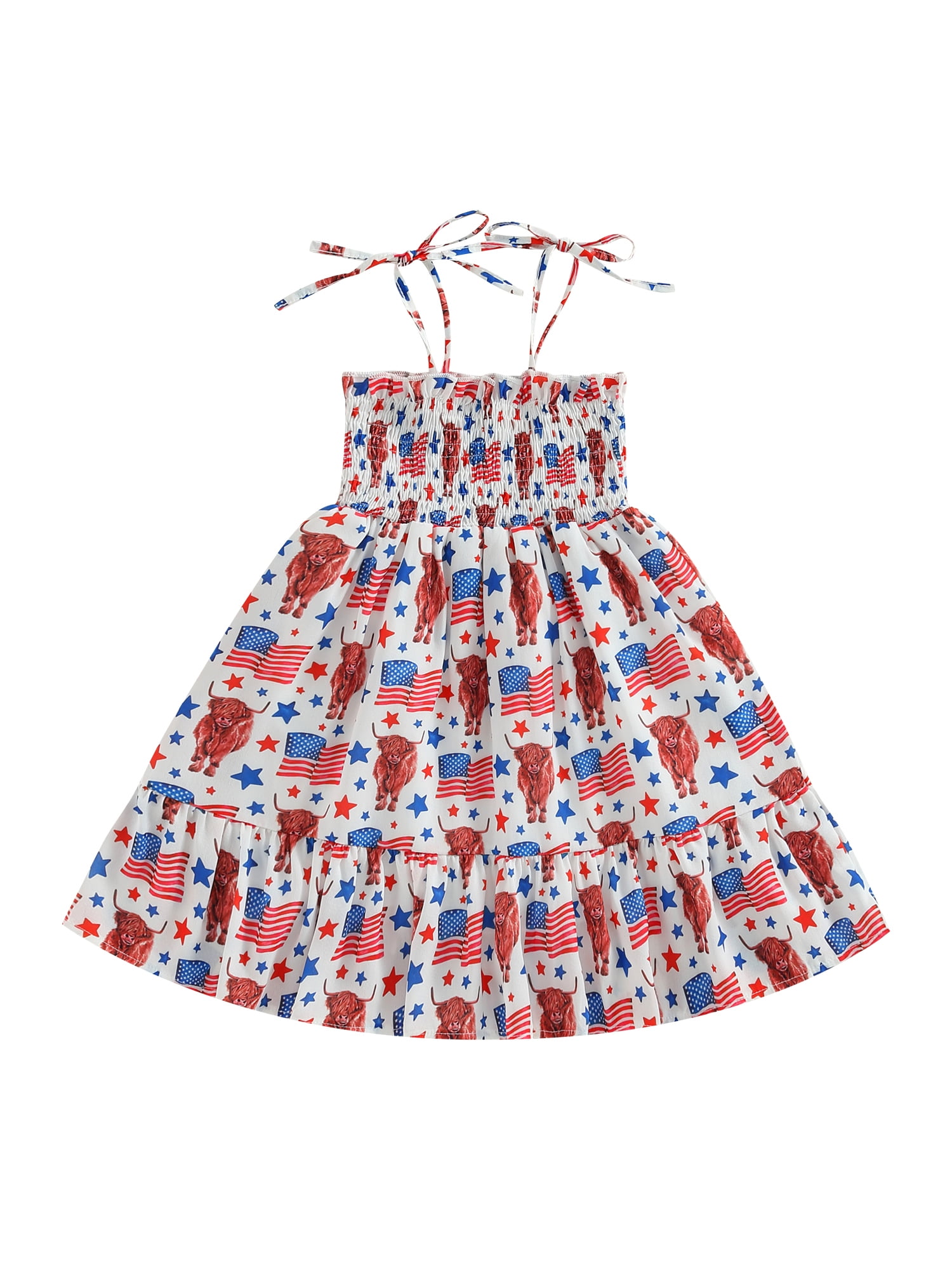 wsevypo Kids Girls Dress Off Shoulder Ruffle Floral Tie Strap Tiered ...