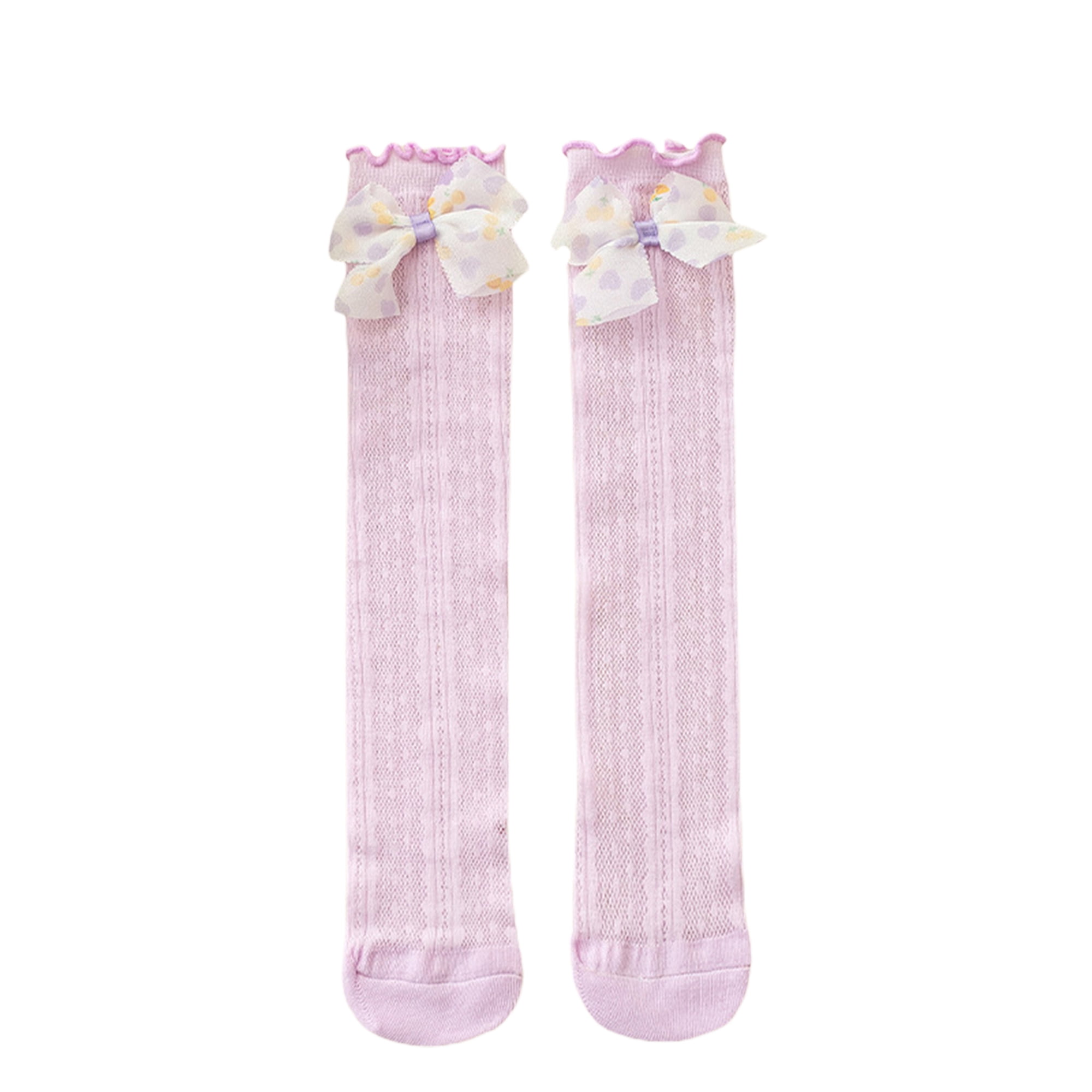 wsevypo Kids' Summer Mesh Long Socks with Bow, Frilly Stockings ...