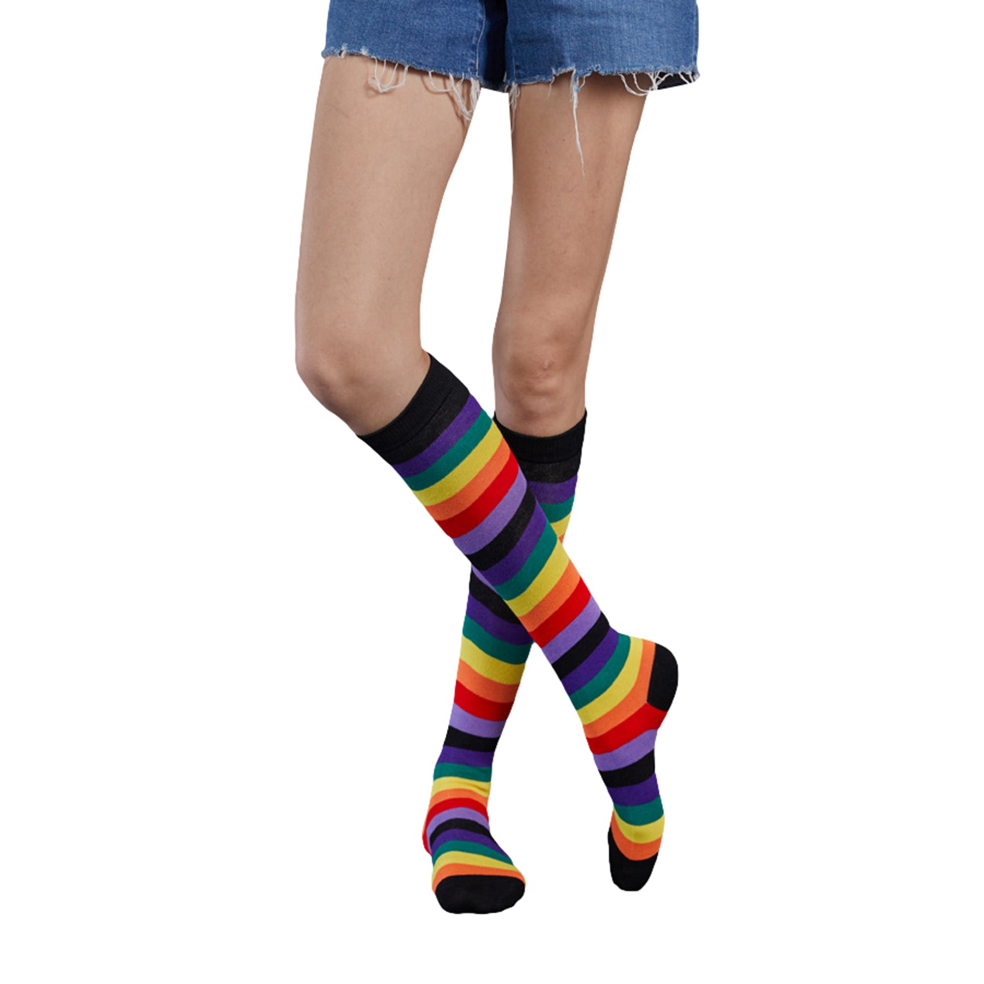 wsevypo Long Stockings with Colorful Rainbow Print for Women - Walmart.com