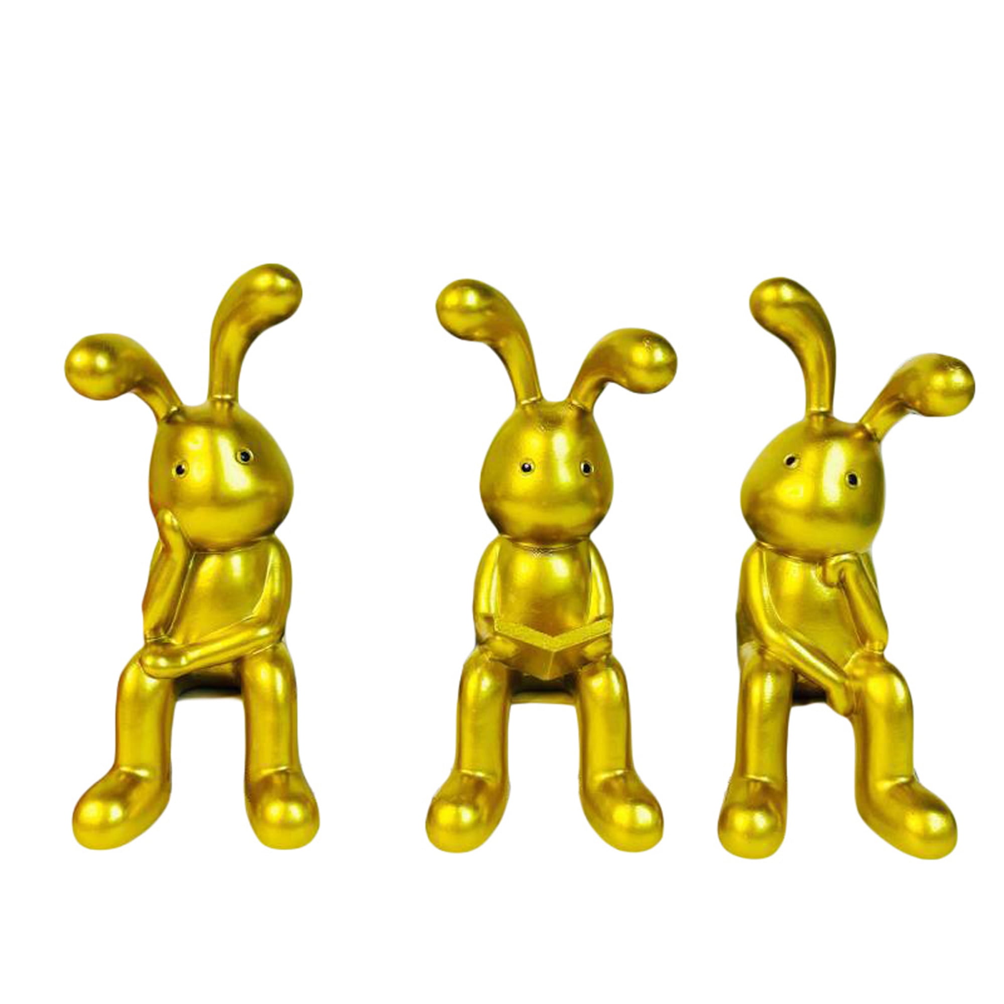 wsevypo Resin Bunny Figurines Decor, Cute Rabbits Statue Ornaments for ...