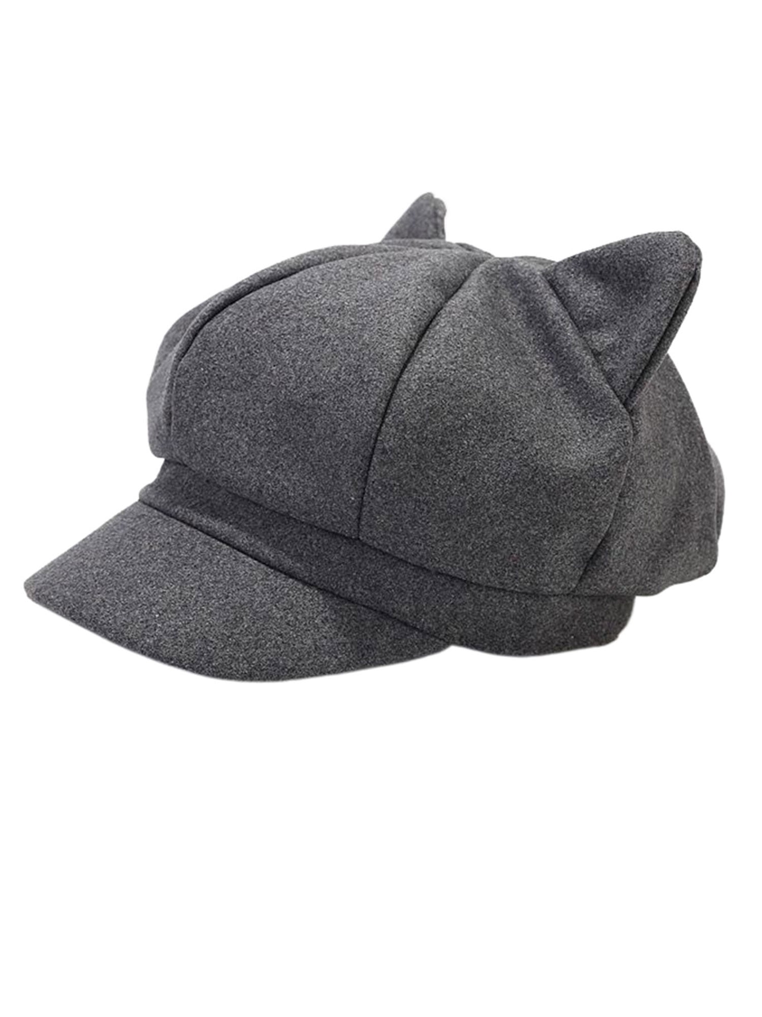wsevypo Vintage British Hat Peaked Cap Painters Cap with Cat Ears for ...