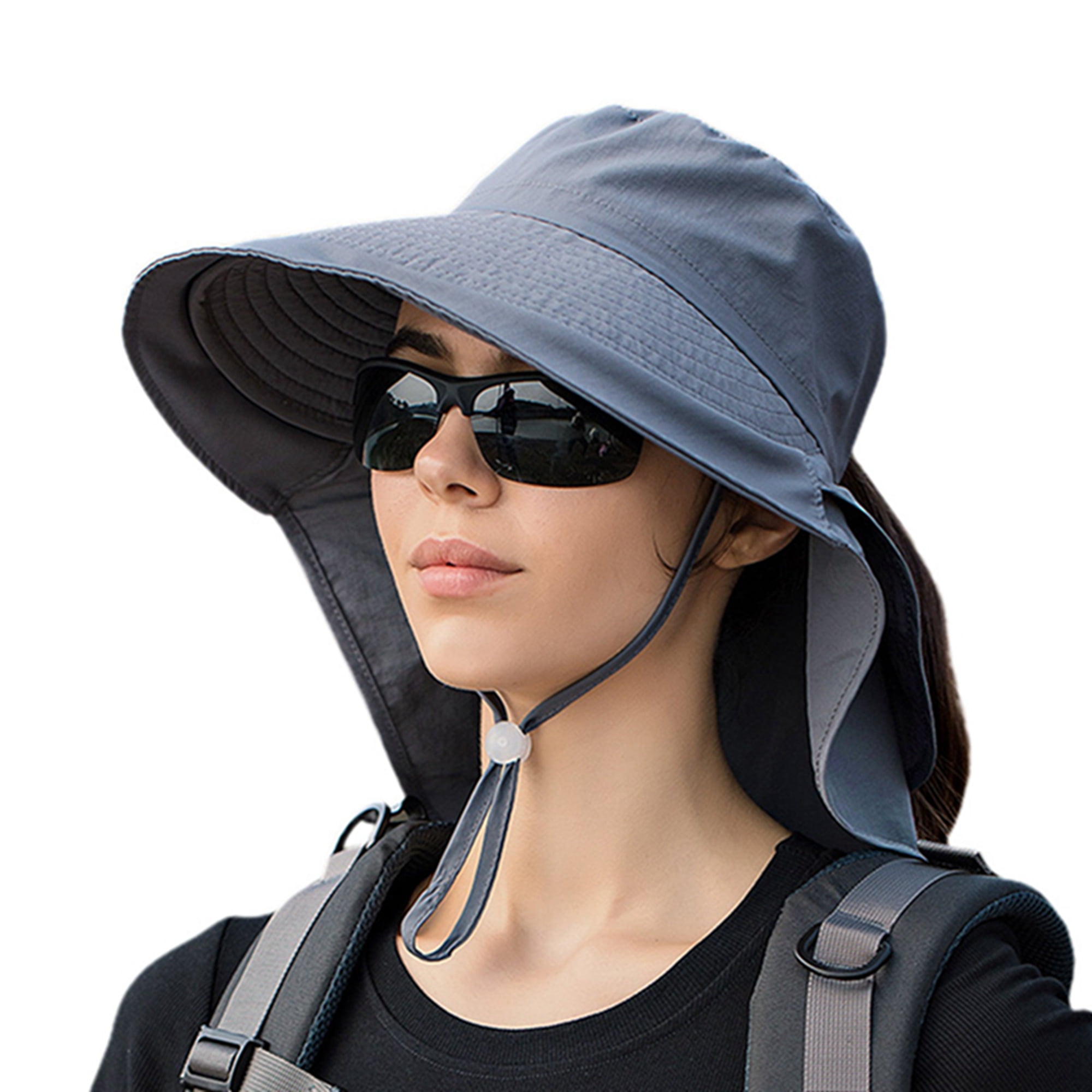 wsevypo Women's Wide Brim Hat with Neck Flap and Ponytail Hole for ...