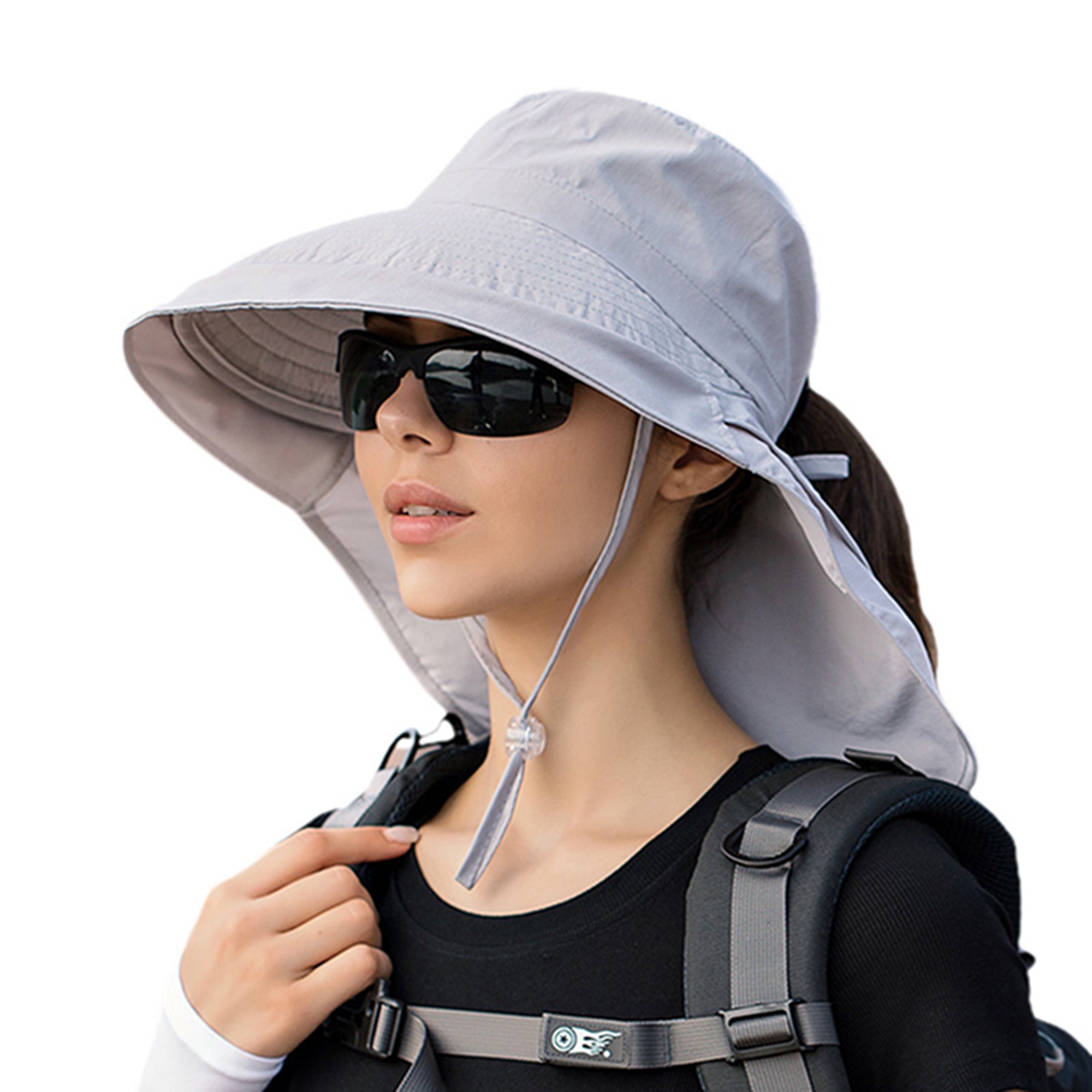 wsevypo Women's Wide Brim Hat with Neck Flap and Ponytail Hole for ...