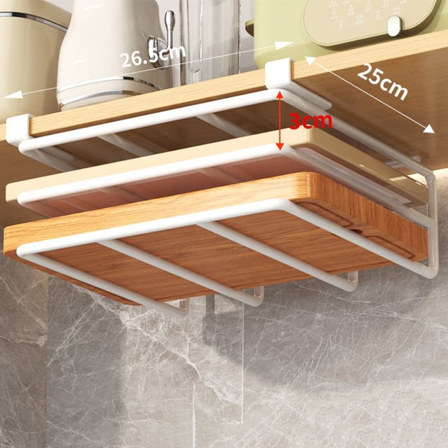 wsssiu Kitchen Hanging Organizer Rack with Hooks Under Cupboard Paper ...