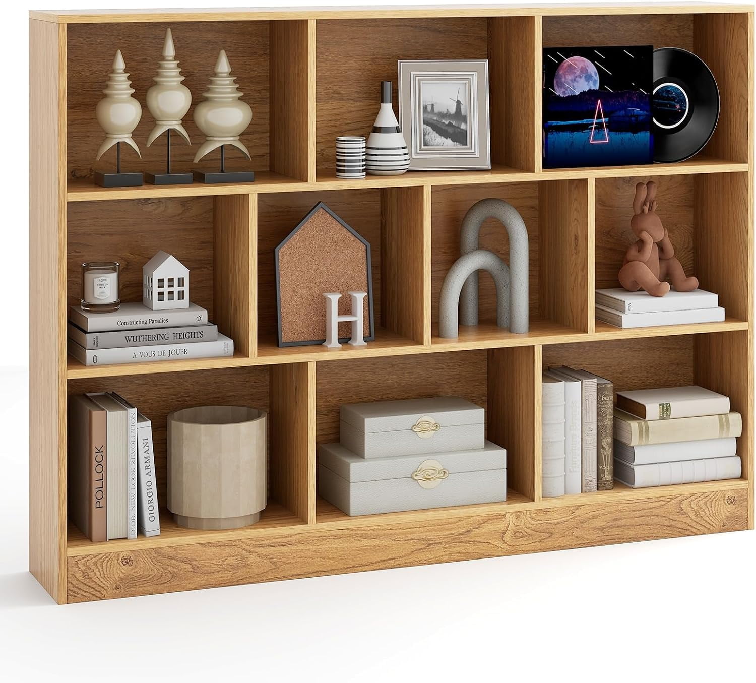 wsxcgbnk 10-Cube Bookshelf 47.5\u201DL Floor Bookcase with 2 Anti ...