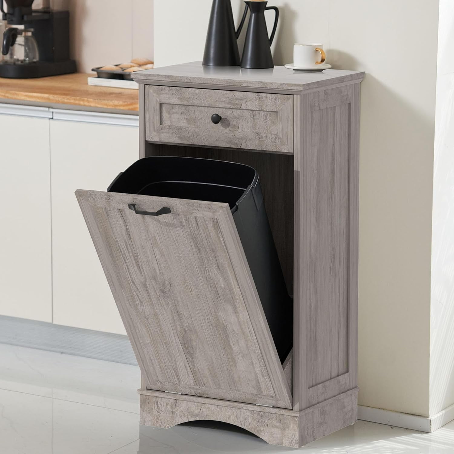 wsxcgbnk 13 Gallons Tilt Out Trash Cabinet Freestanding Kitchen Trash ...