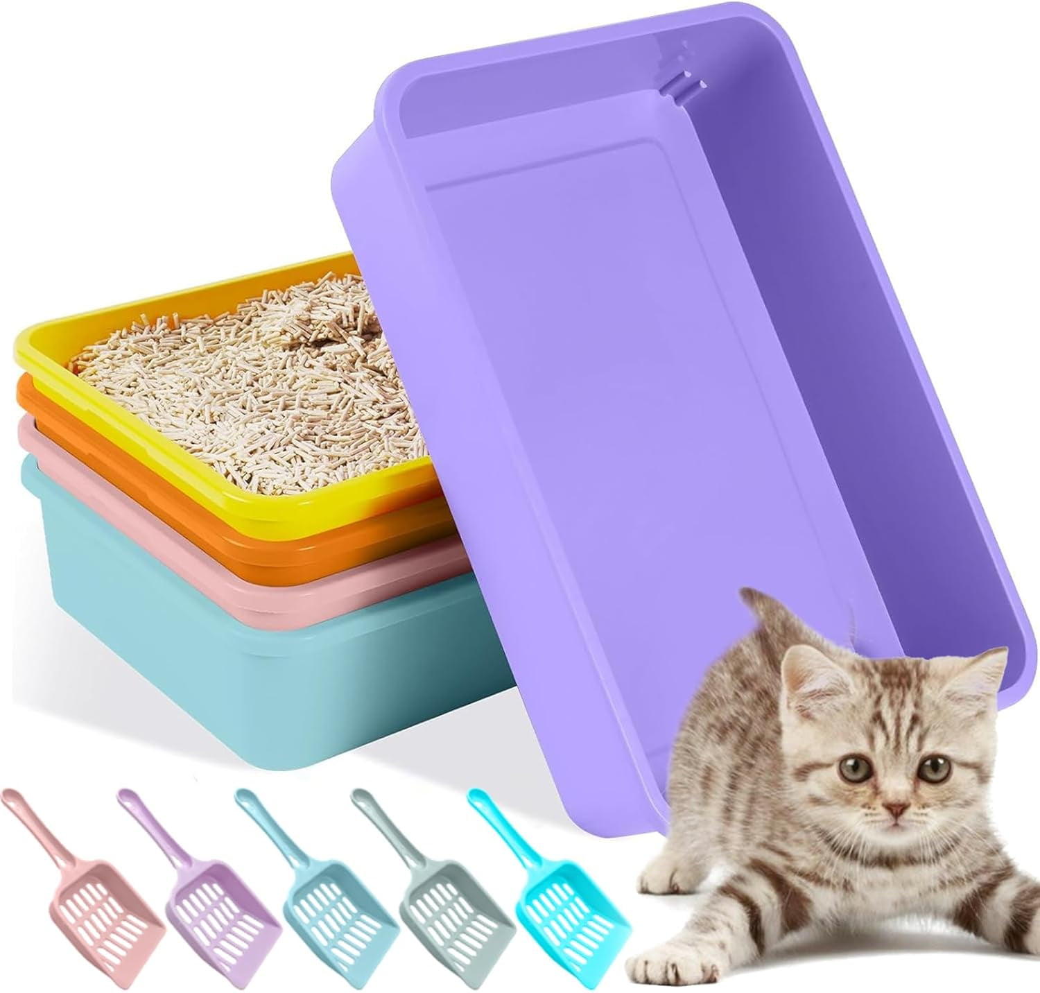 wsxcvbg 5pcs Kitten Litter Box,,Portable Small Litter Pan Low Entry ...