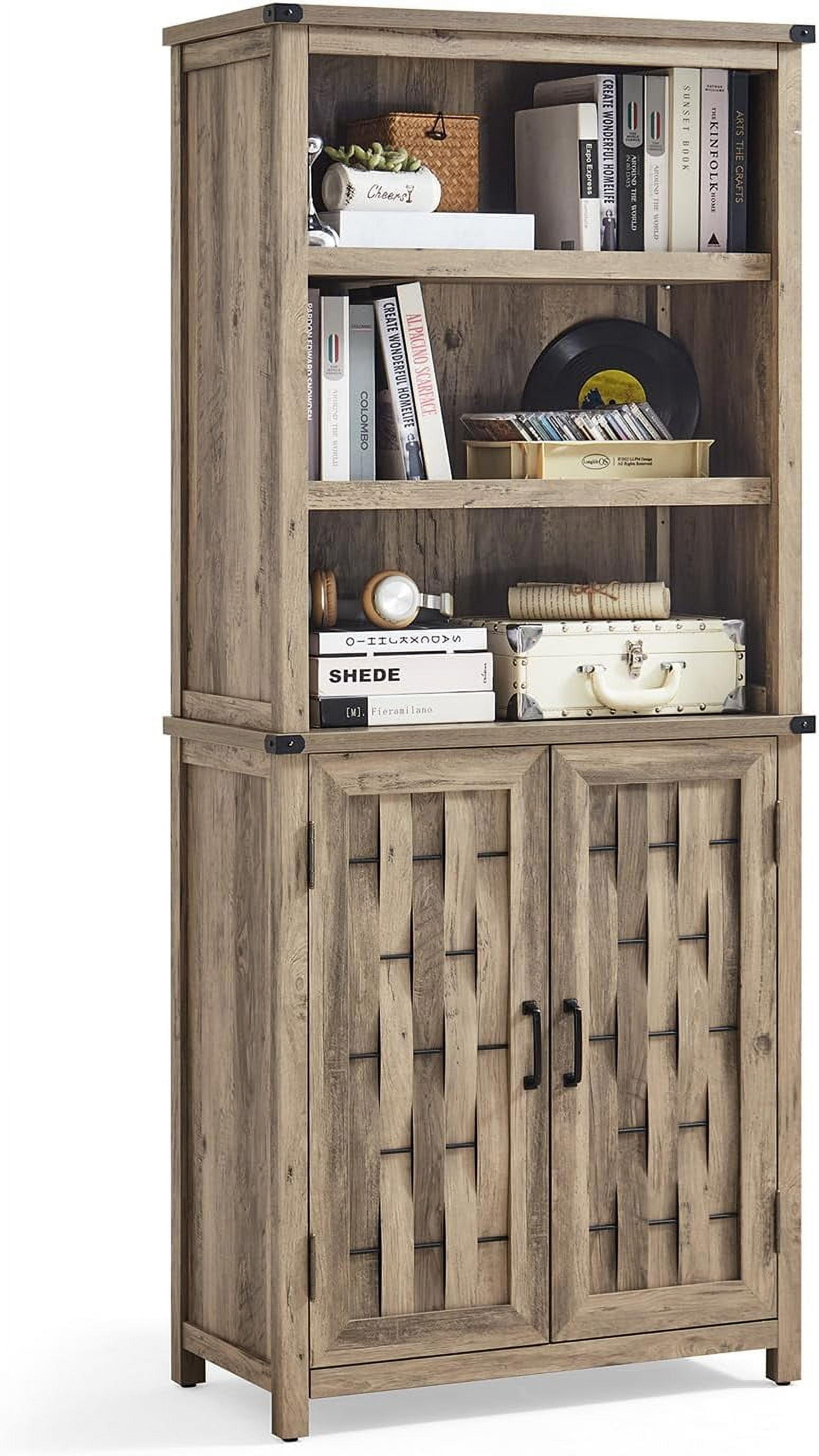 wsxklop Farmhouse with Doors Floor Standing 6-Shelf Display Storage ...