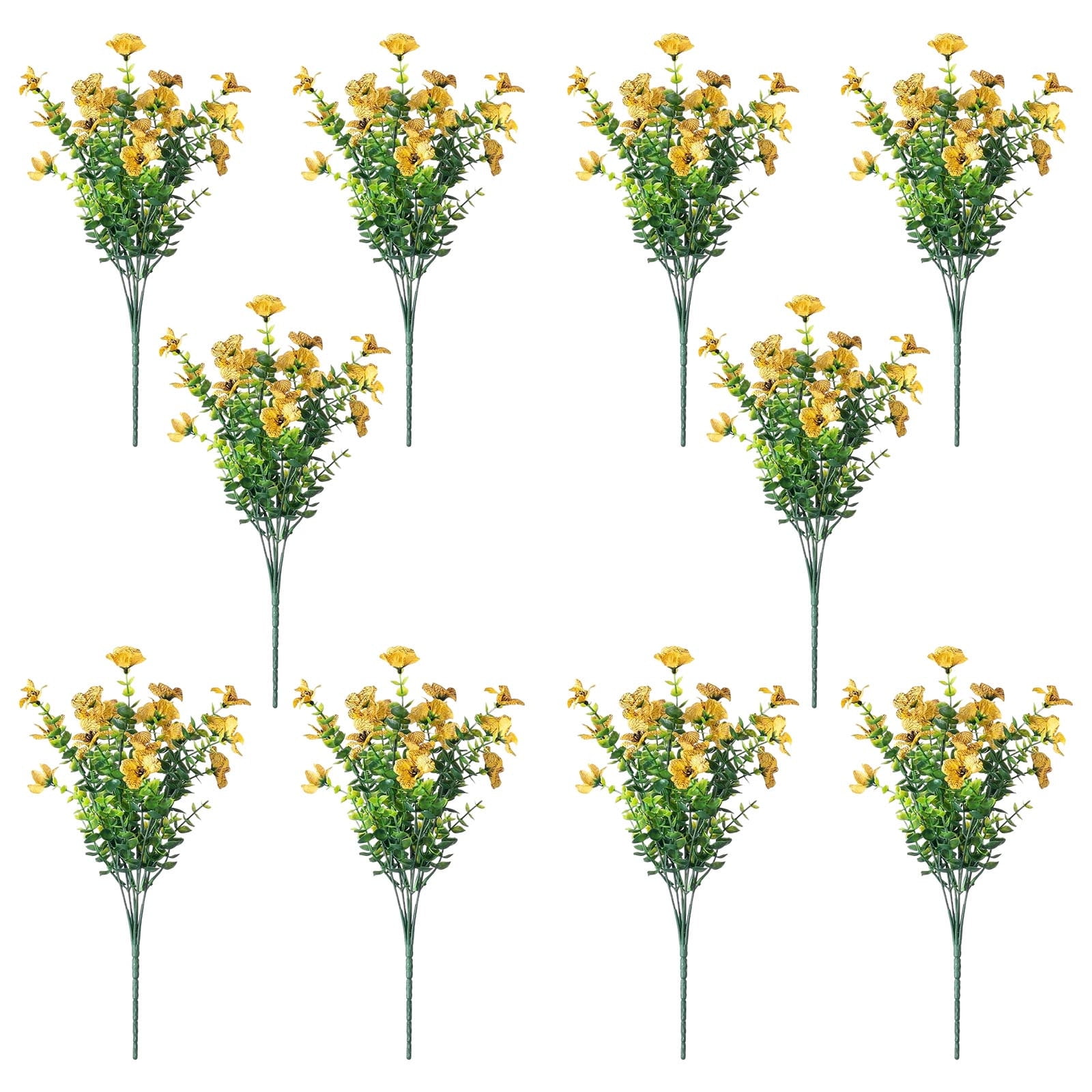 wtgtog 10-Pack Artificial Viola Flowers With Pinetree, lifelike ...