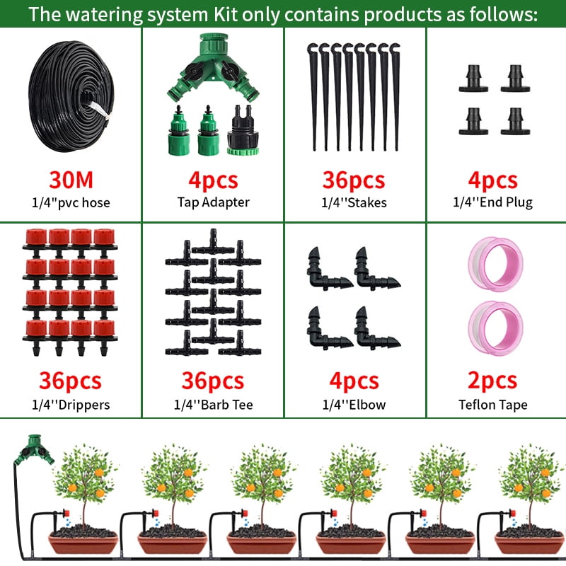wuyuhangppoAutomatic Garden Drip Irrigation Kit Adjustable Nozzles ...