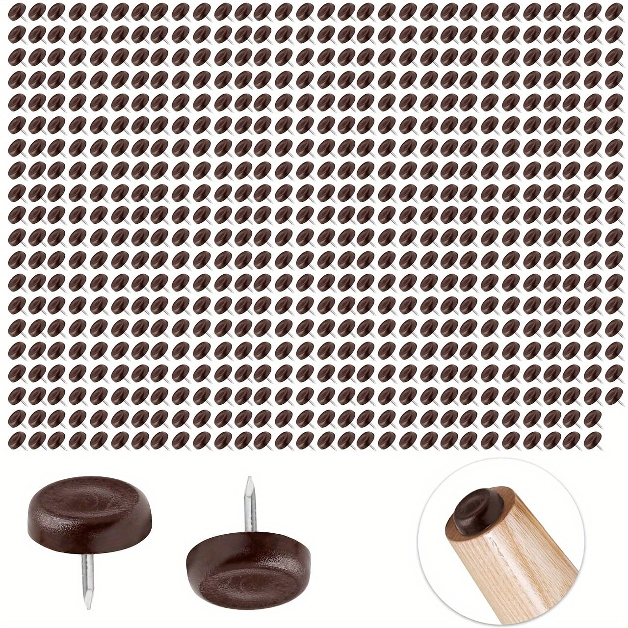wwbo 600PCS Nylon Furniture Sliders Brown Nail On Furniture Glides ...