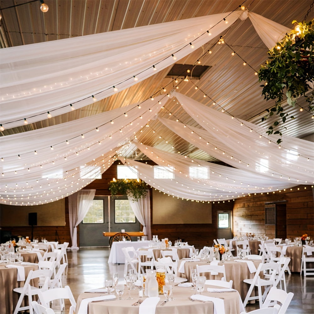 wwbo 6pcs 5ftx10ft White Chiffon Wedding Drapes Curtain Ceiling Drapes ...