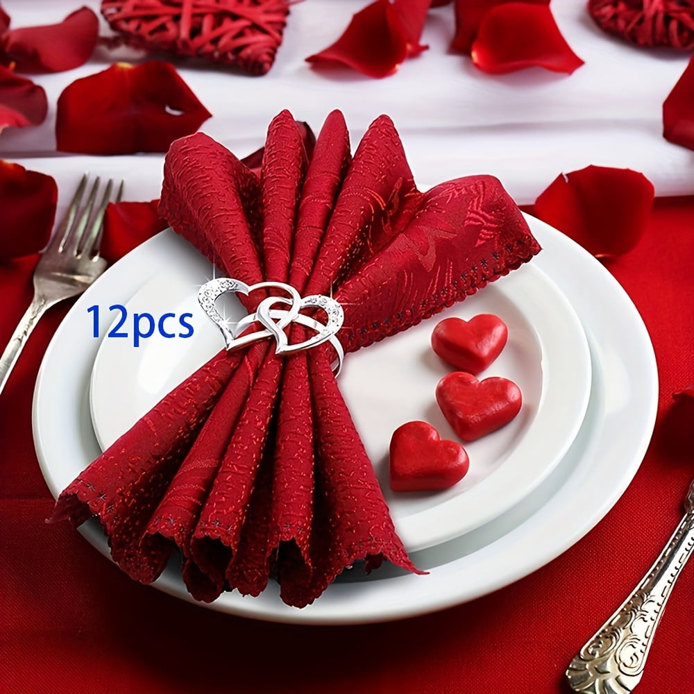 wwbo Elegant Heart Napkin Rings 6/12 Pack - Metal Table Decor for ...